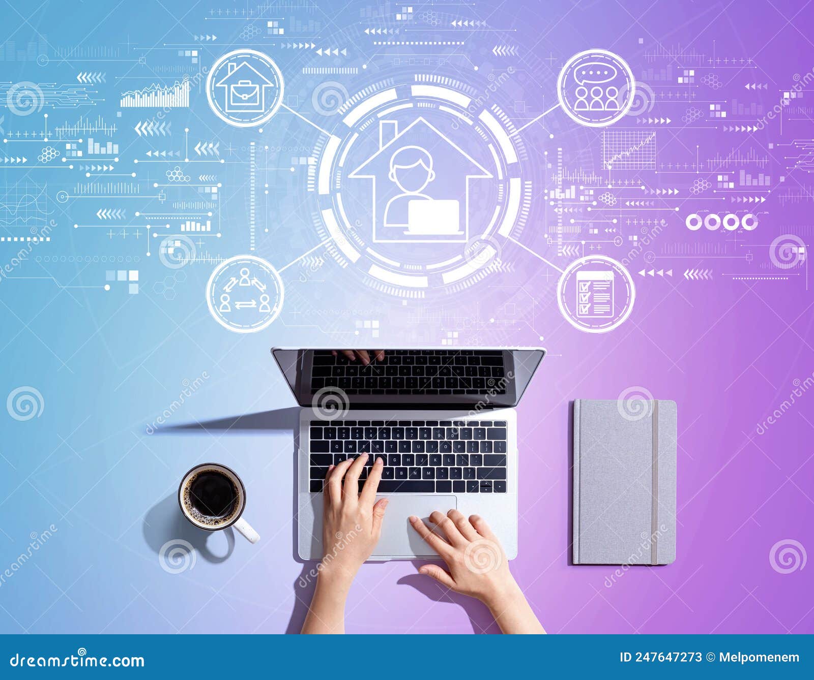 Remote Work Theme with Person Using a Laptop Stock Image - Image of ...