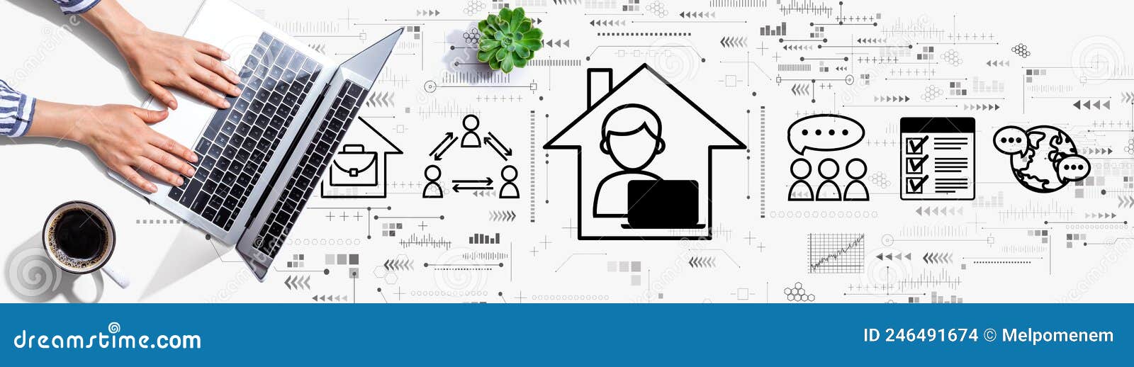 Remote Work Theme with Person Using a Laptop Editorial Stock Image ...