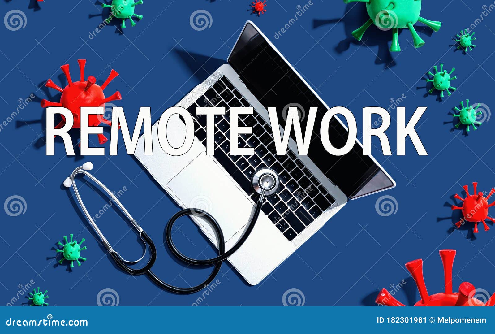 Remote Work Theme with Stethoscope and Laptop Stock Image - Image of ...