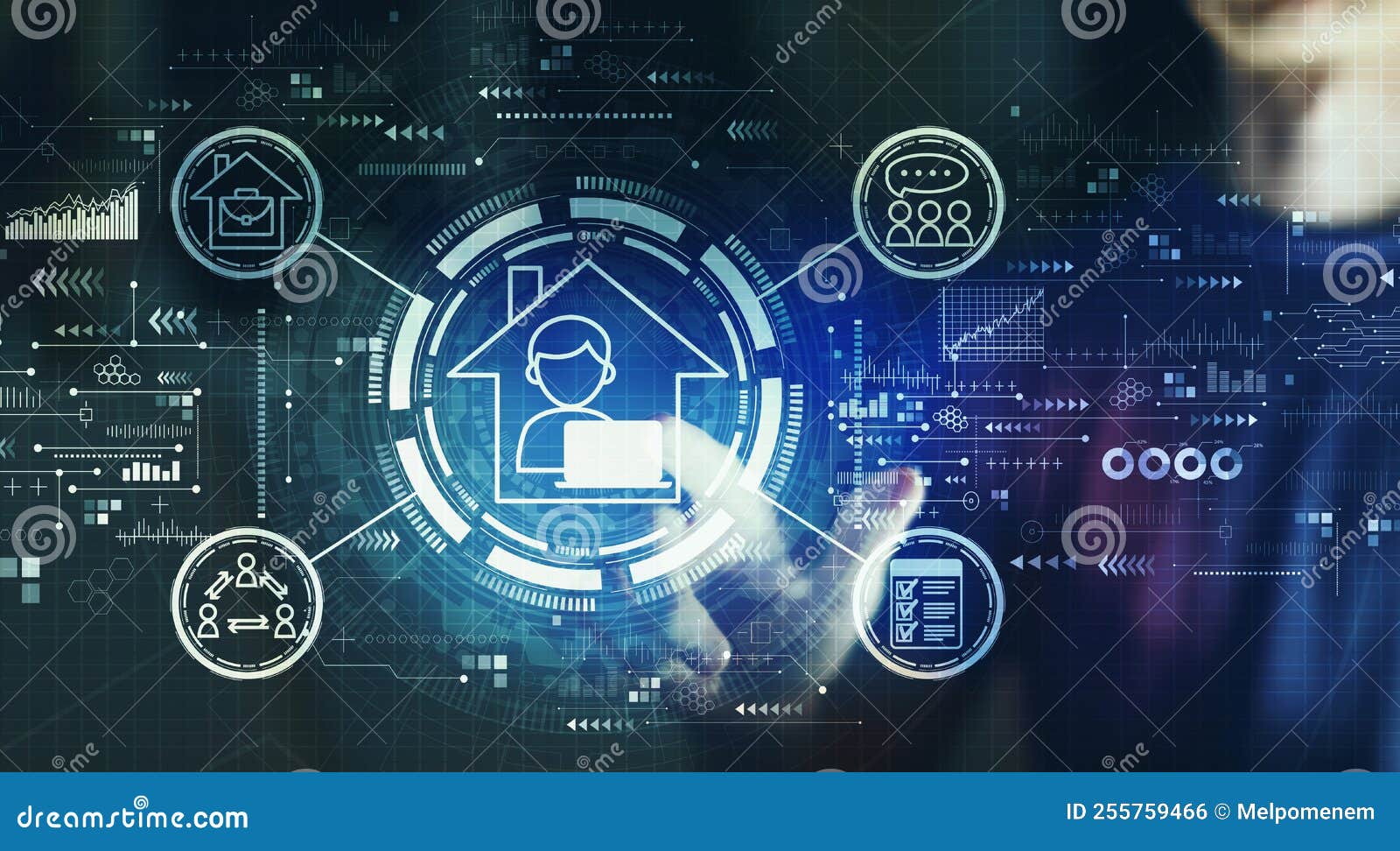 Remote Work Theme with Young Man in the Night Stock Photo - Image of ...