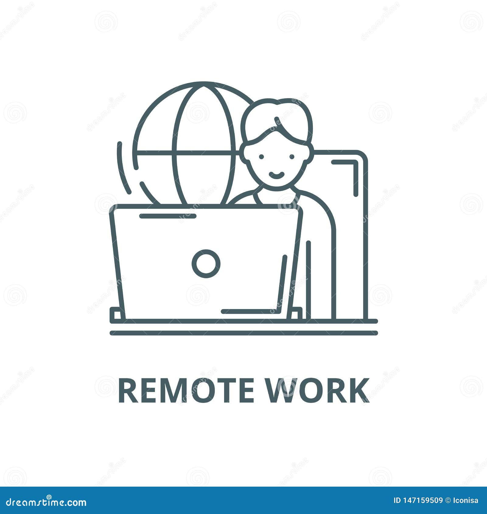 Remote Work Vector Line Icon, Linear Concept, Outline Sign, Symbol ...