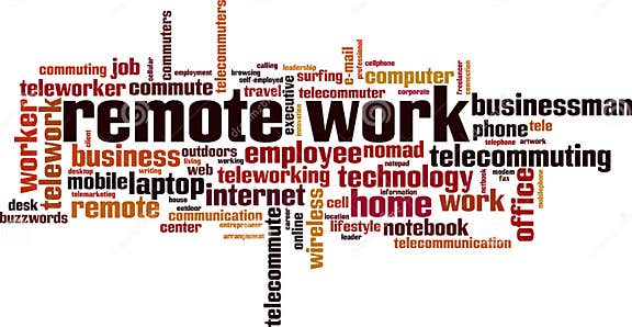 Remote work word cloud иллюстрация вектора. иллюстрации насчитывающей ...