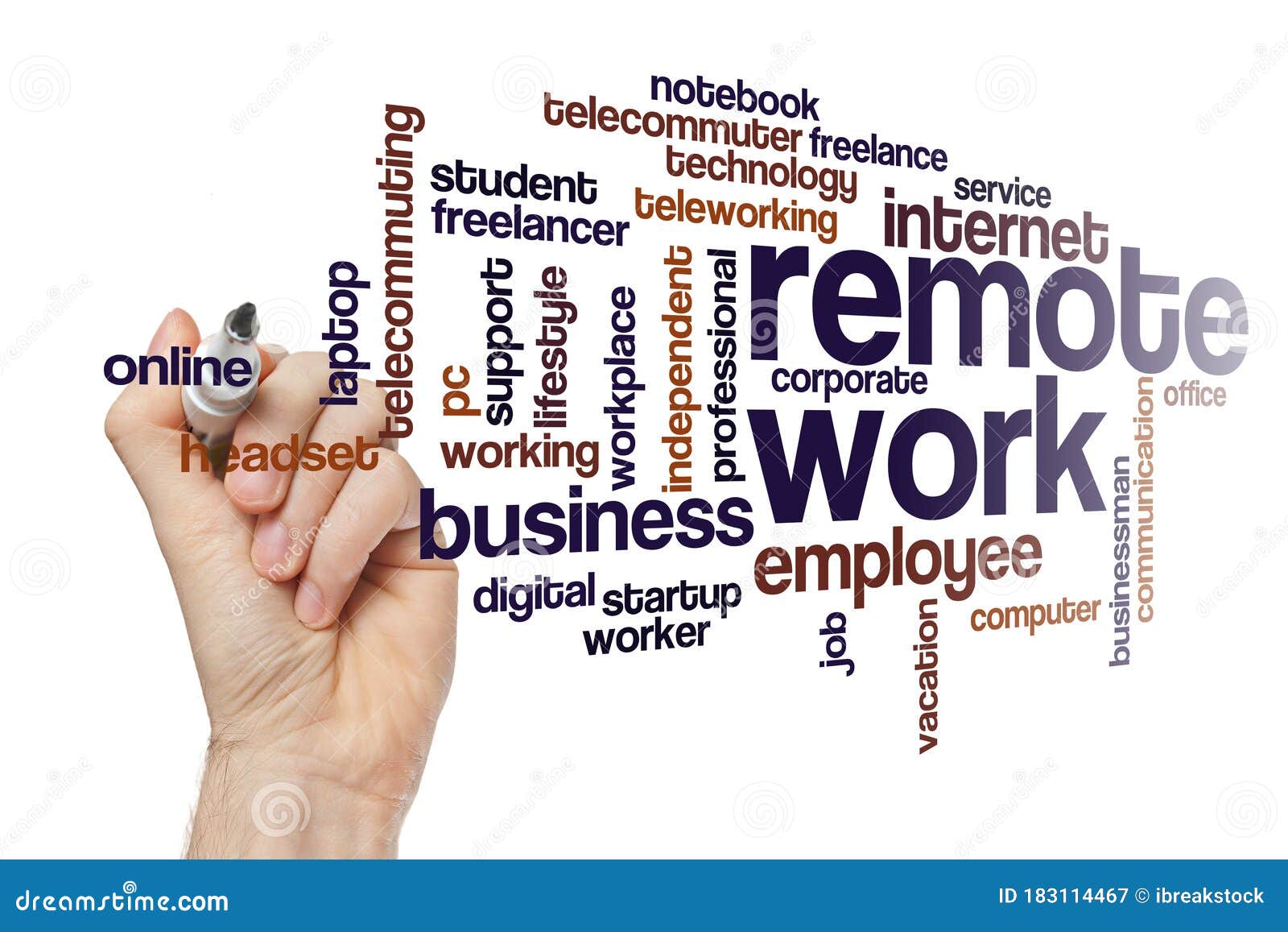 Remote Work Word Cloud Concept Stock Illustration - Illustration of ...