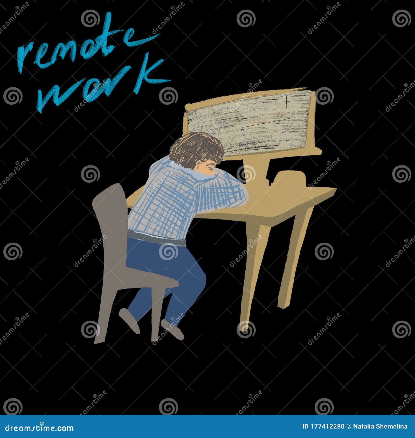 Remote Work, Work from Home, Isolation from People Stock Illustration ...