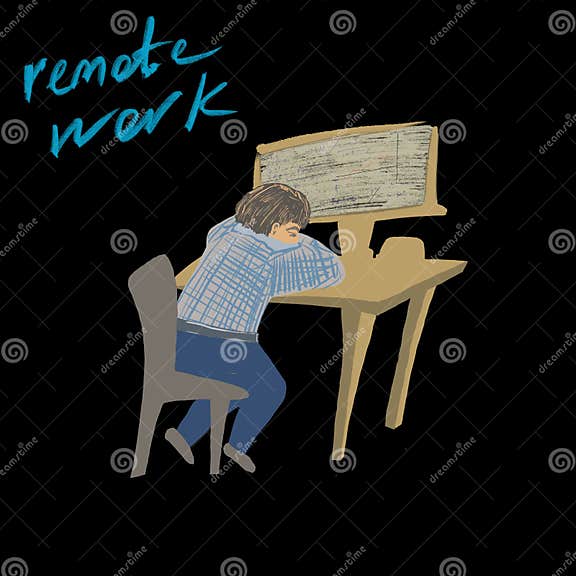 Remote Work, Work from Home, Isolation from People Stock Illustration ...