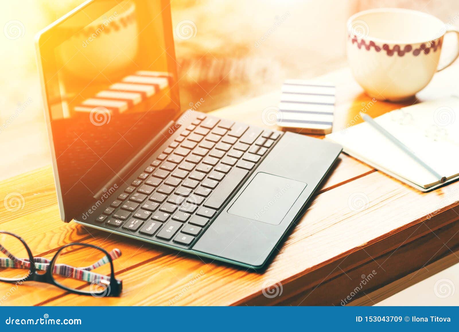 Remote Work, Working Computer Equipment on a Table in a Cafe, Student ...