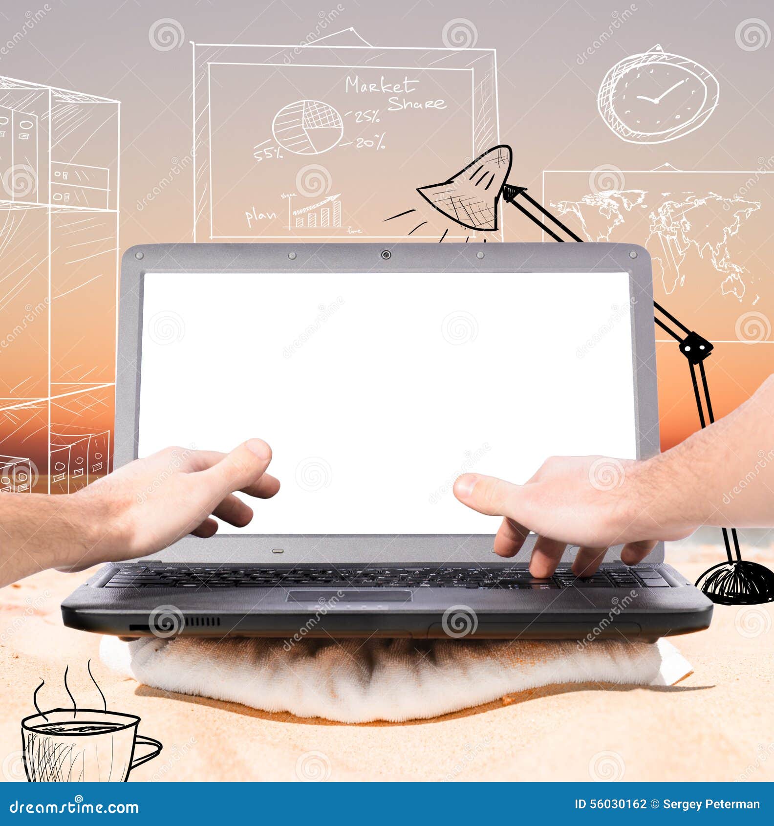 Remote work stock photo. Image of global, blank, dream - 56030162