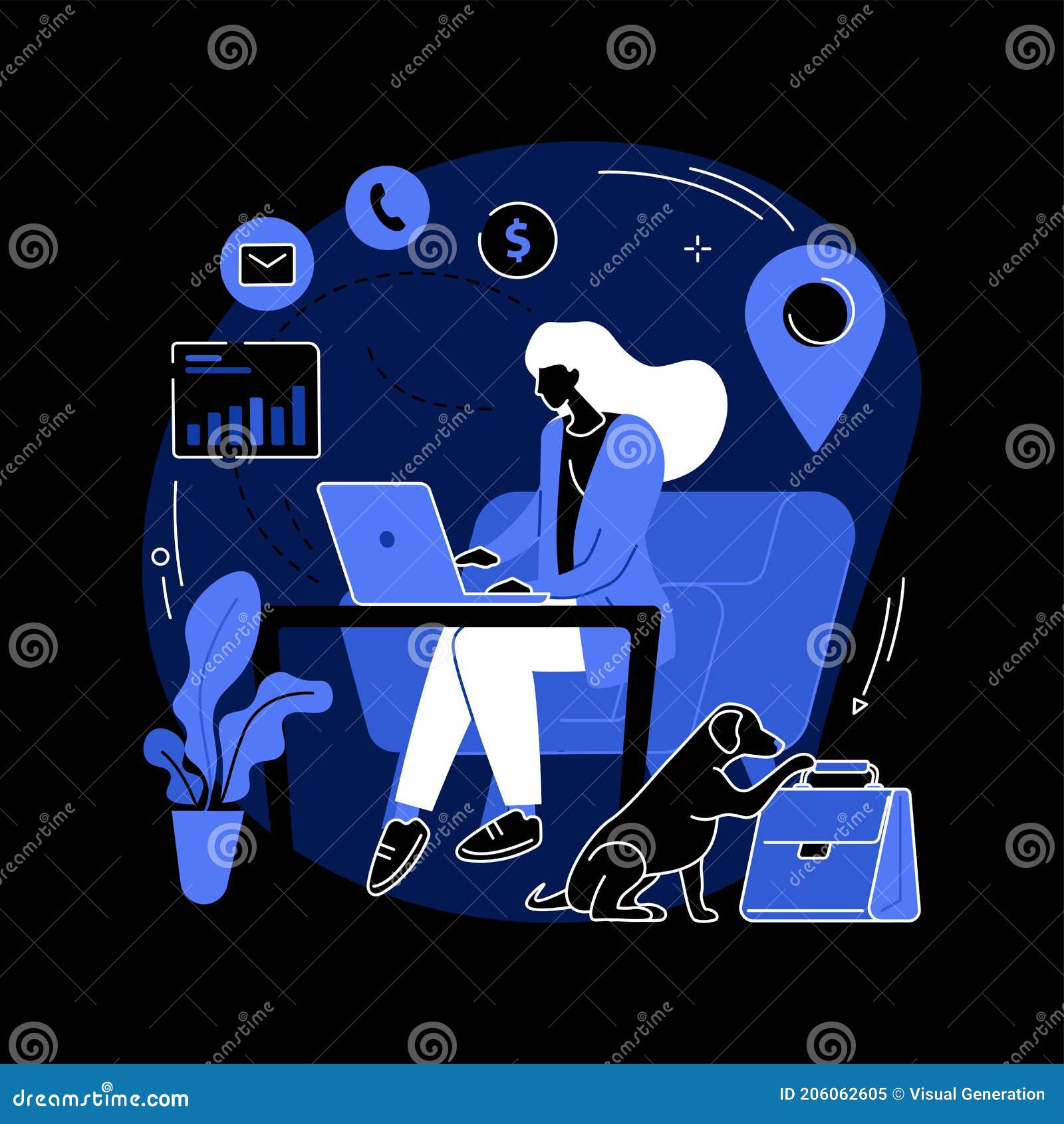 Remote Worker Abstract Concept Vector Illustration. Stock Vector ...