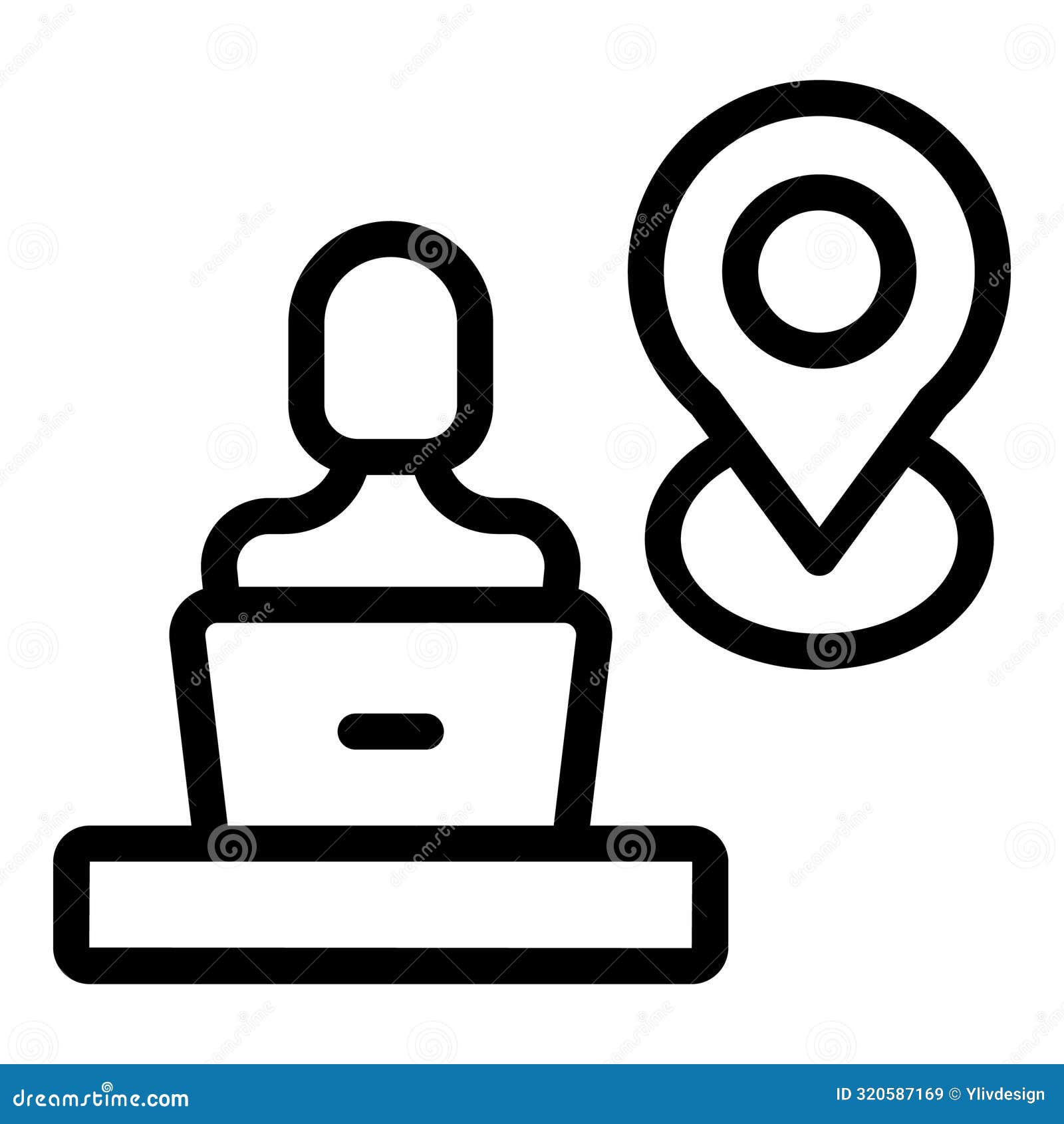 Remote Worker with Location Pin Icon Stock Illustration - Illustration ...