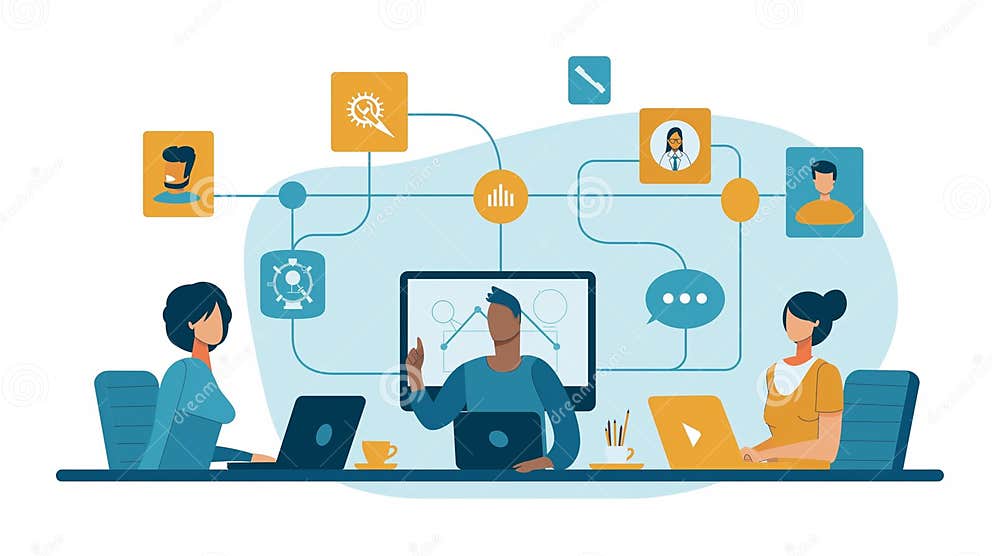 Remote Workers Connecting Virtually To Complete Tasks Stock Image ...