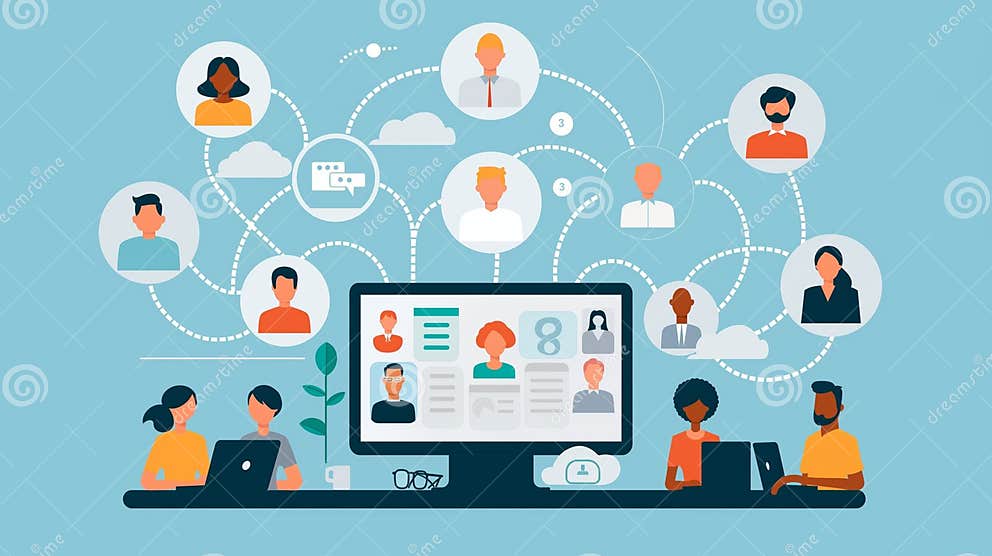 Remote Workers Connecting Virtually To Complete Tasks Stock Photo ...