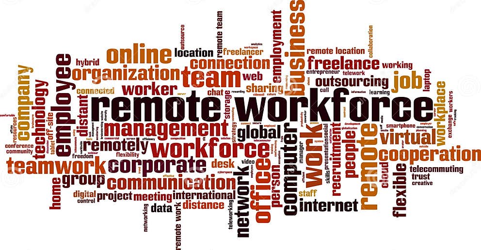 Remote Workforce Word Cloud Stock Illustration - Illustration of work ...