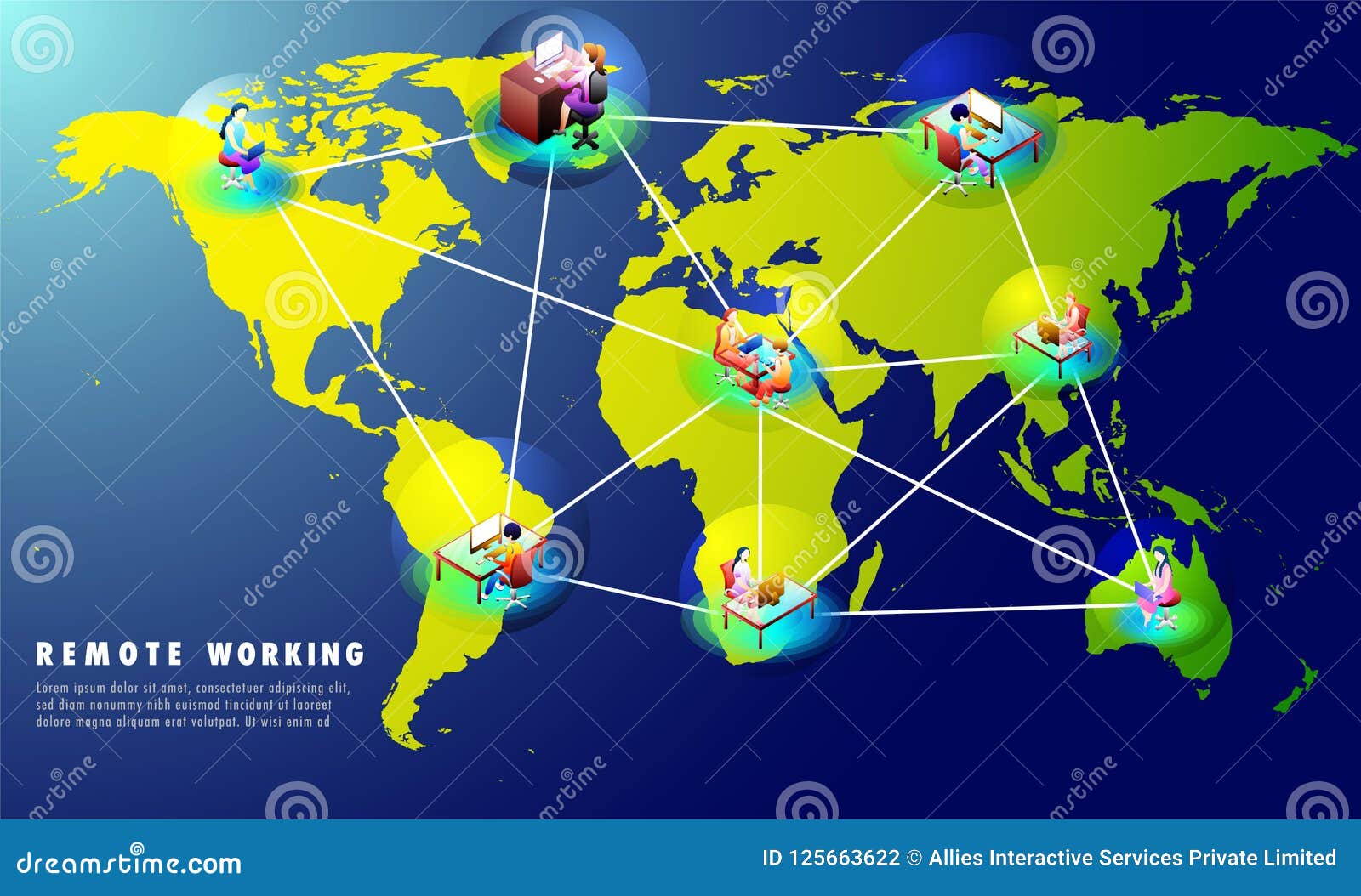 Remote Working Concept Based Website Template Design with Multiple ...