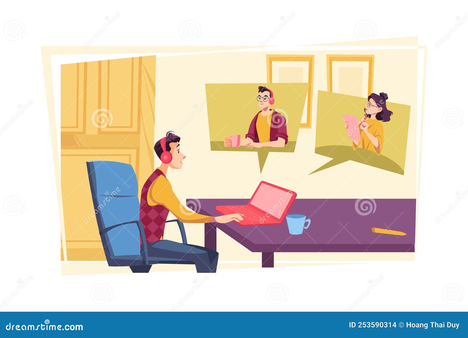 Remote Working Illustration Concept on White Background Stock Vector ...