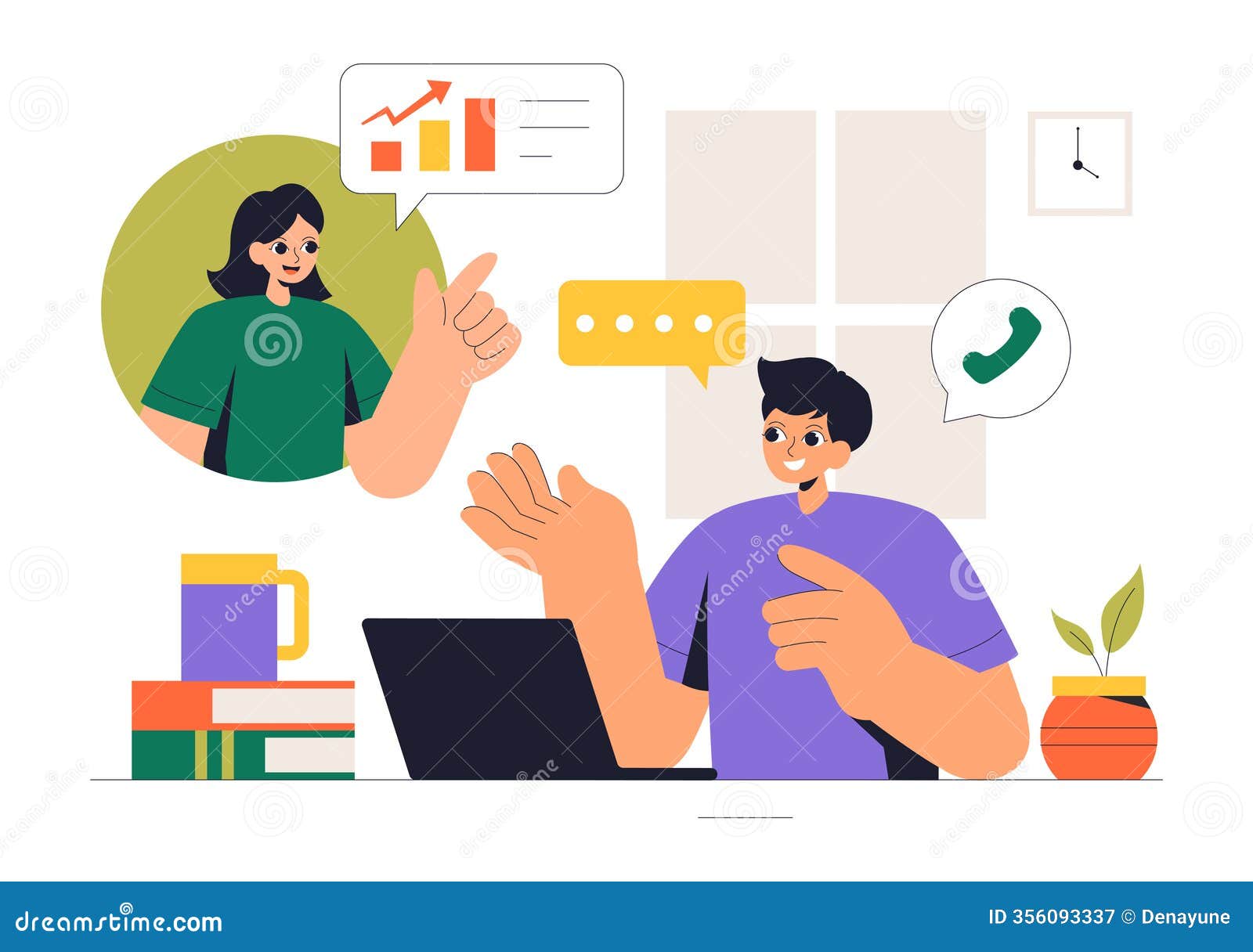 Remote Working Setup Vector Illustration of a Balanced Work Life ...