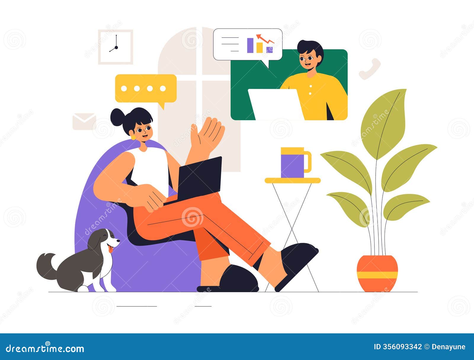 Remote Working Setup Vector Illustration of a Balanced Work Life ...