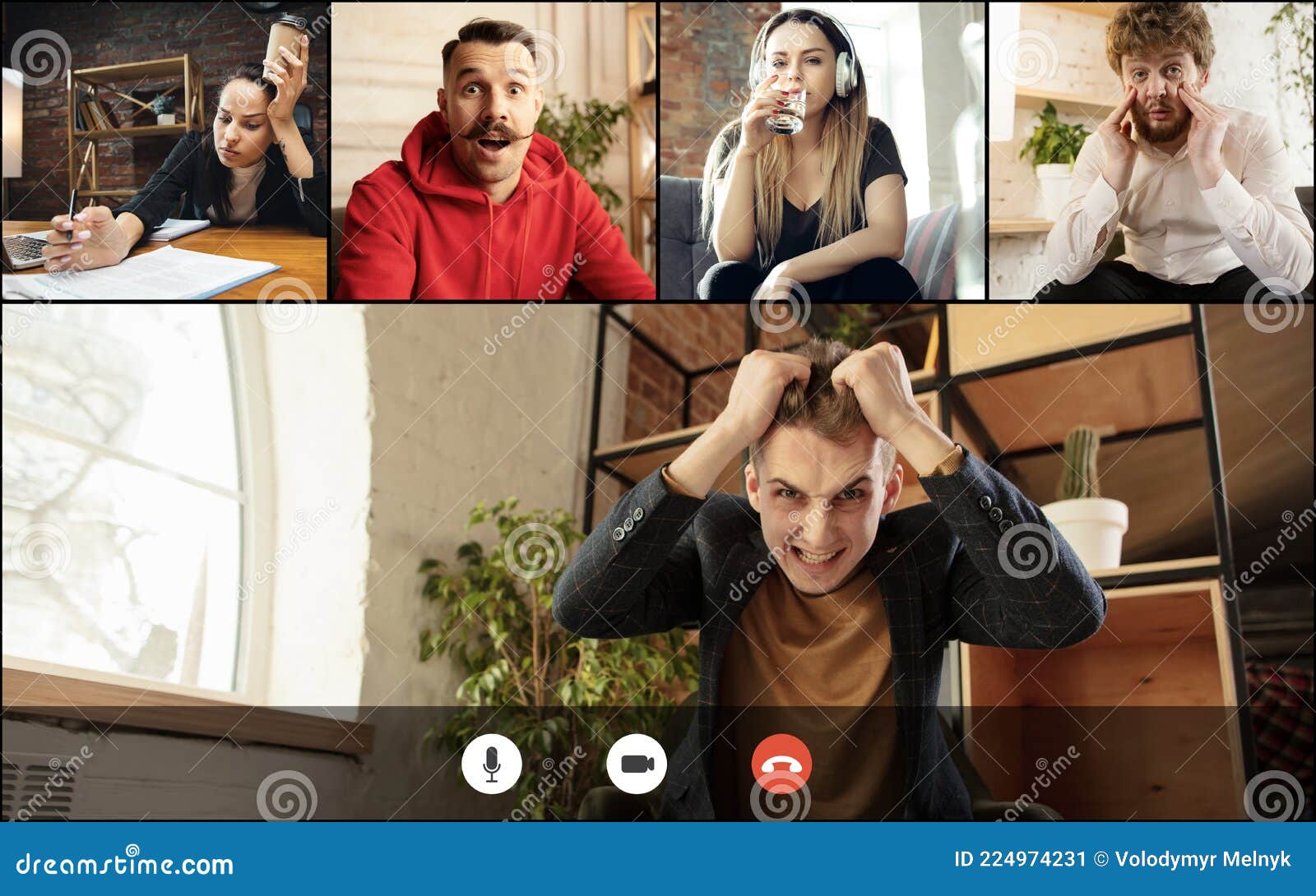 Remote Working. Team Working by Group Video Call Share Ideas ...
