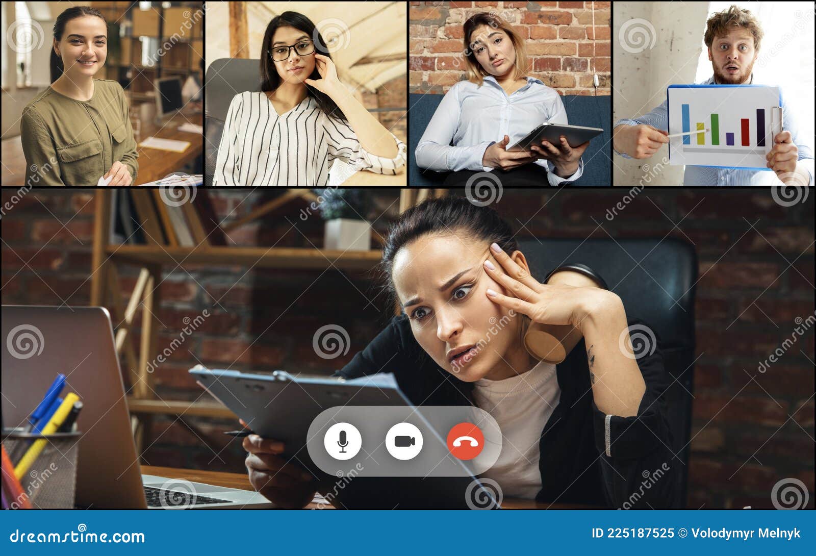 Remote Working. Team Working by Group Video Call Share Ideas ...