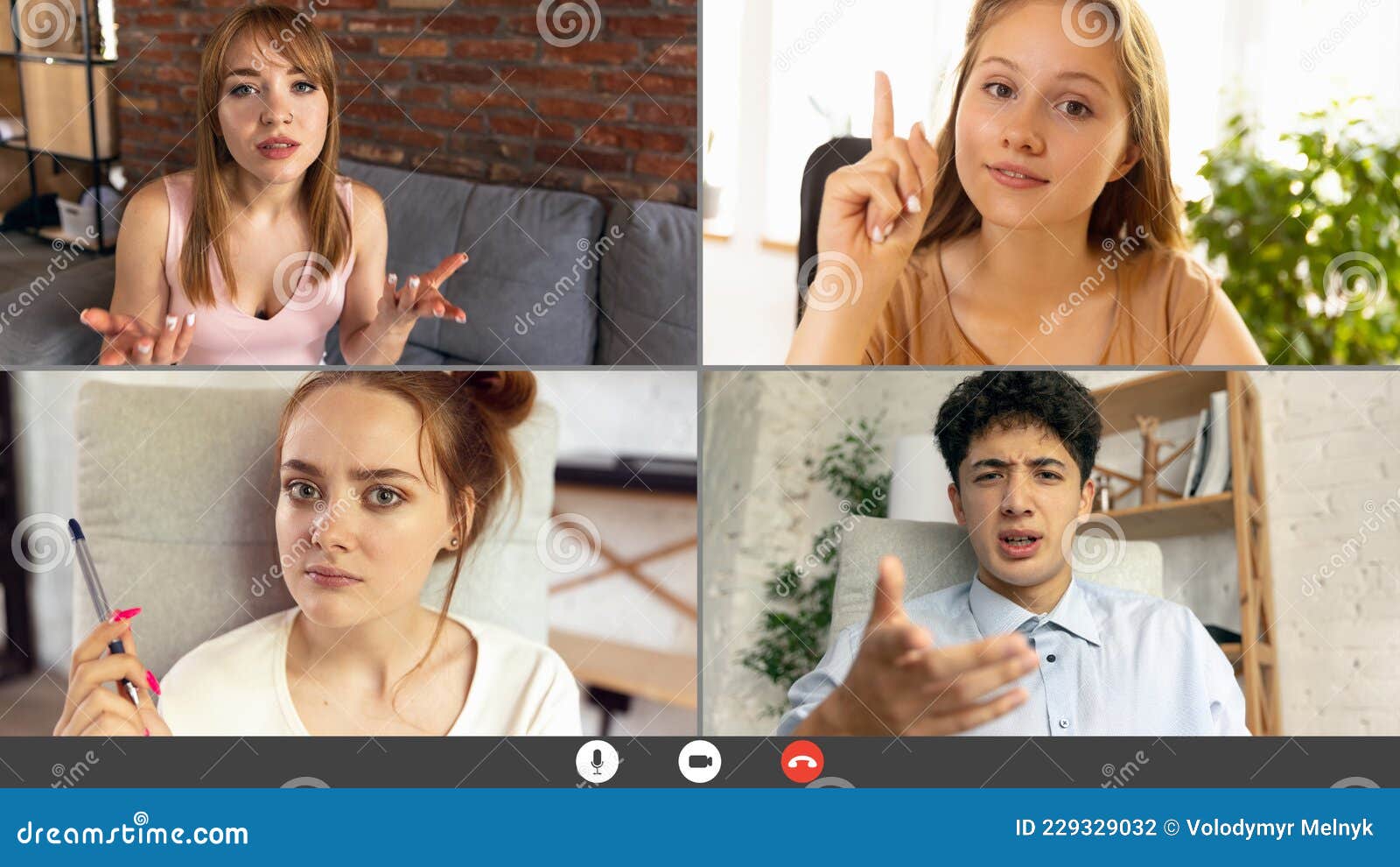 Remote Working. Team Working by Group Video Call Share Ideas ...