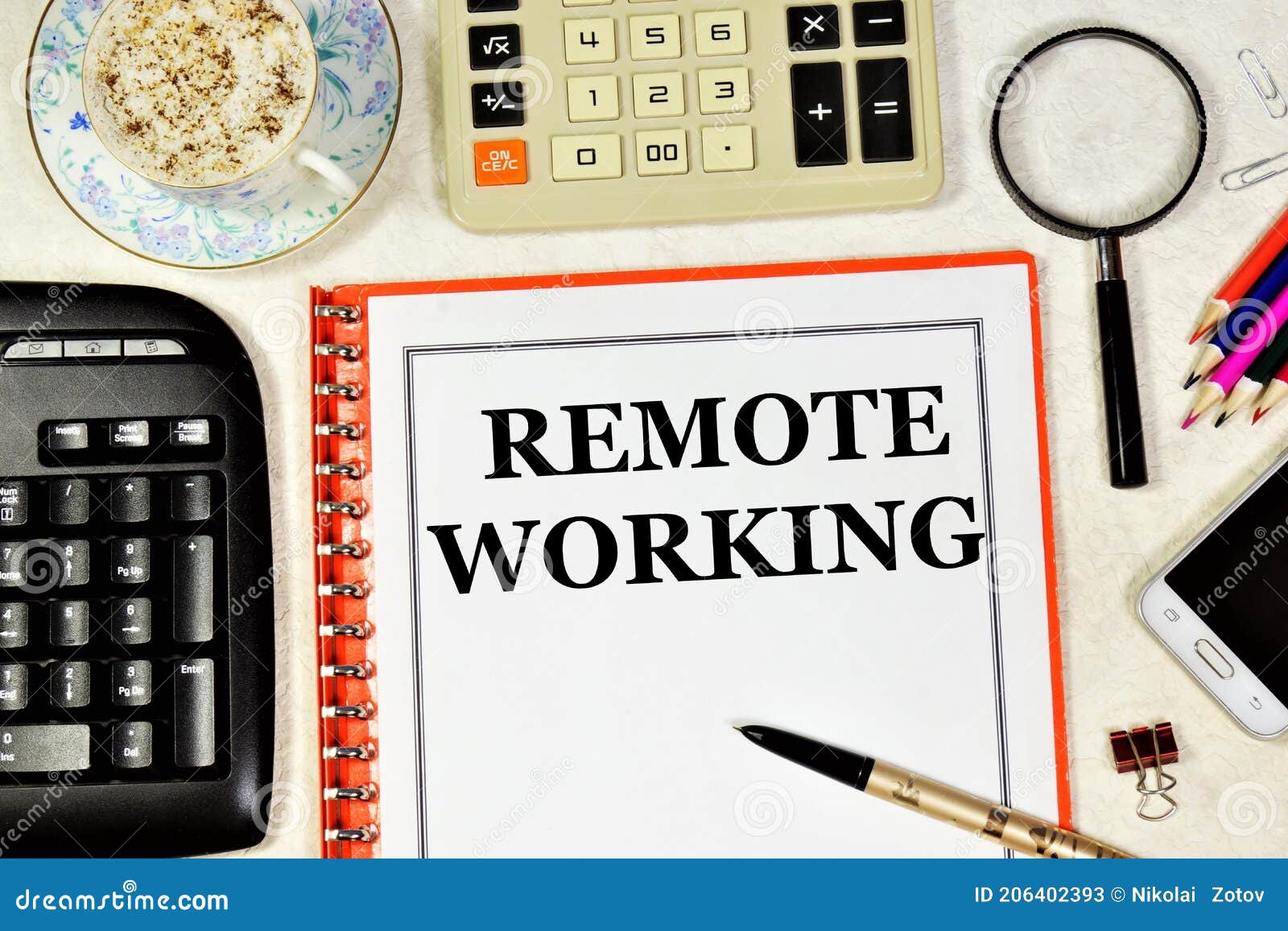 Remote Working. Text Label in the Working Folder Stock Image - Image of ...