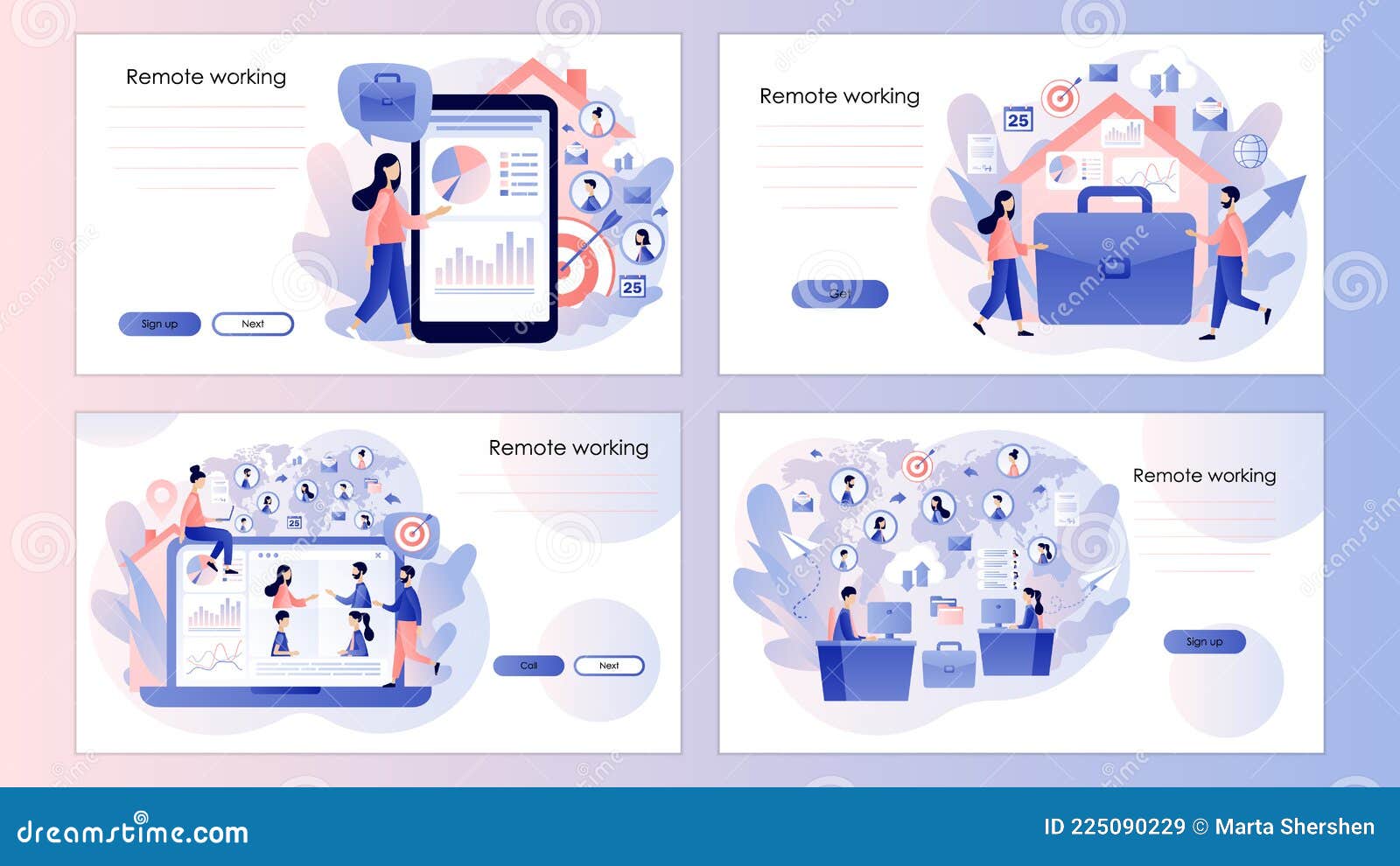 Remote Working. Work from Home and Work from Anywhere. Tiny People ...