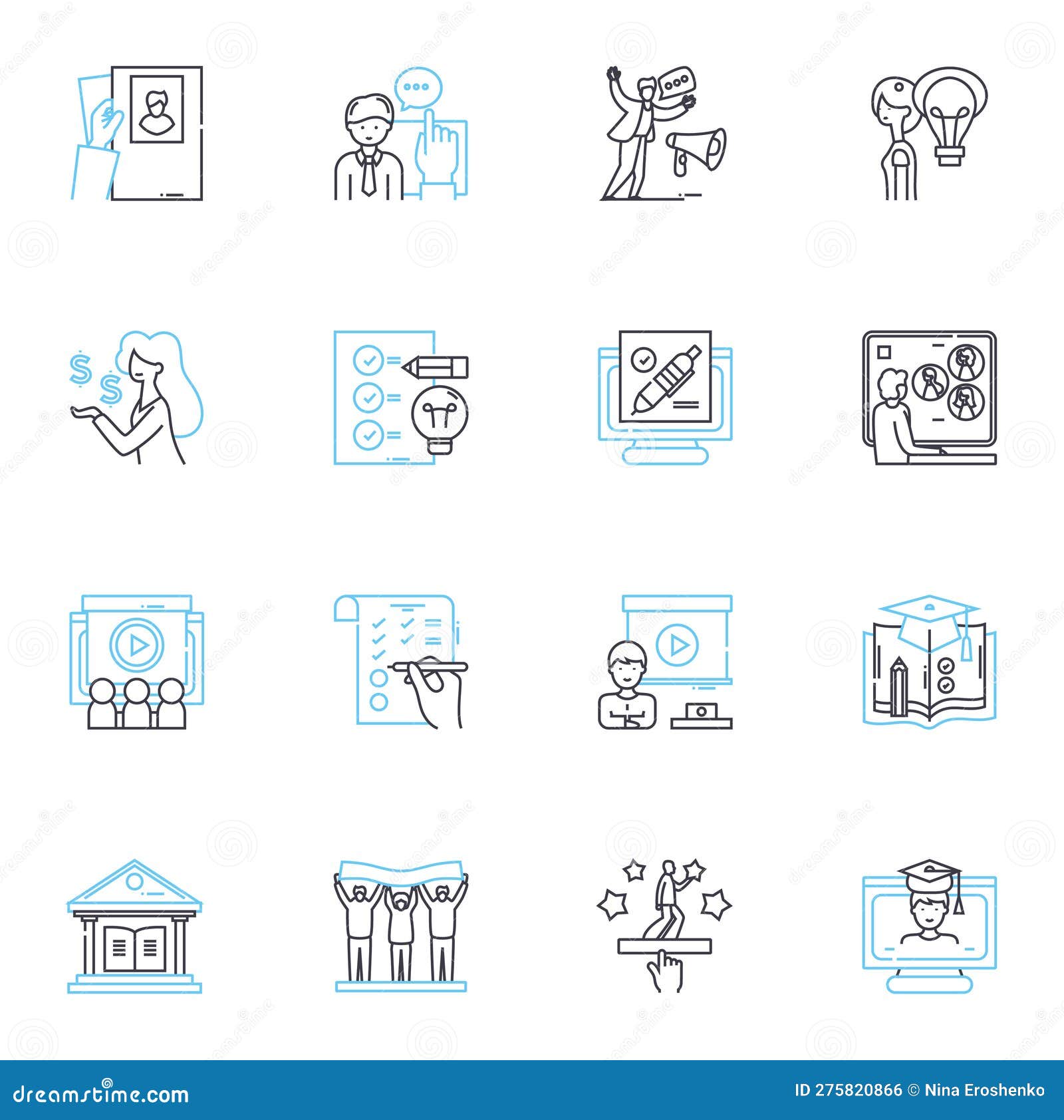 Remote Workshops Linear Icons Set. Virtual, Collaboration, Distance ...