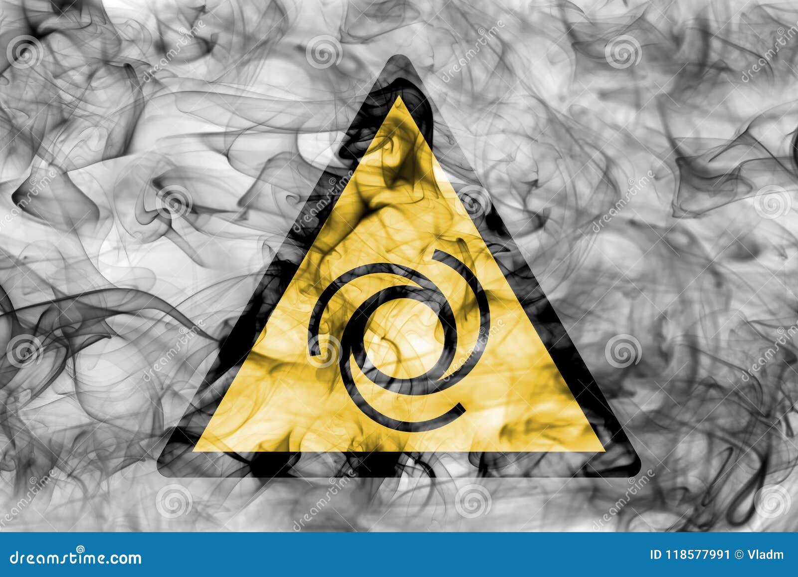 Remotely Started Equipment Hazard Warning Smoke Sign. Triangular Stock ...