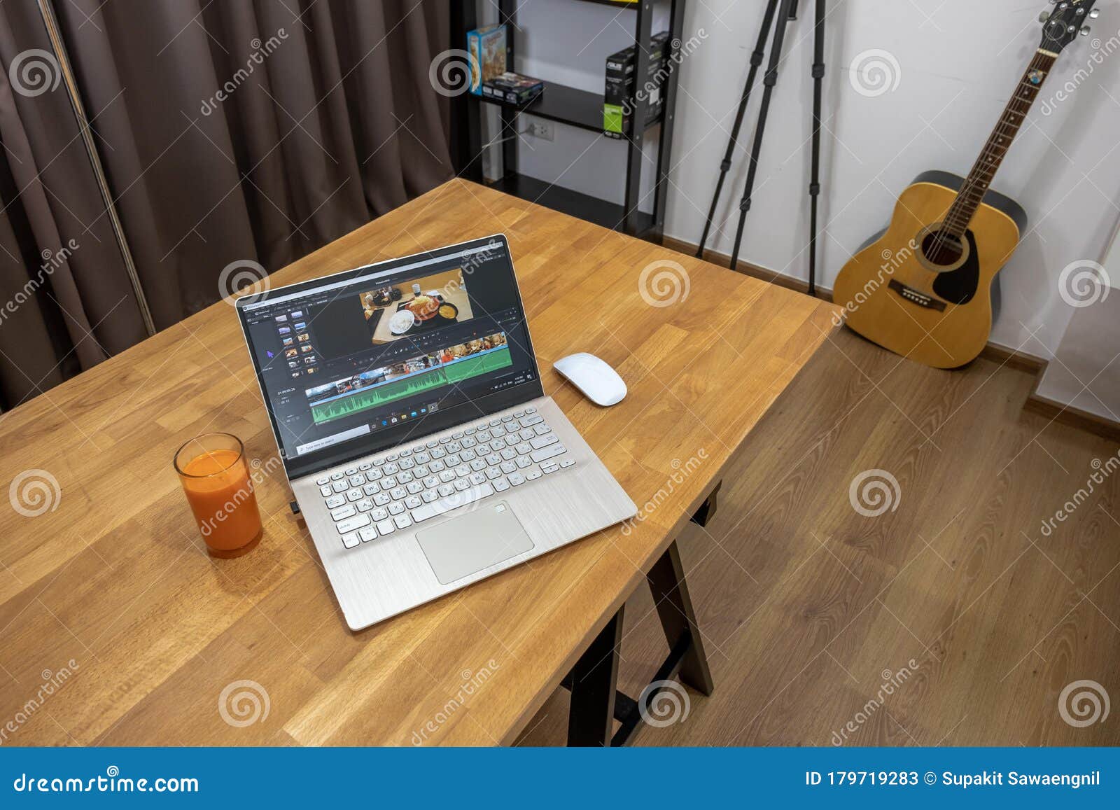 Remotely Working from Home Office by Notebook Computer Editorial Stock ...