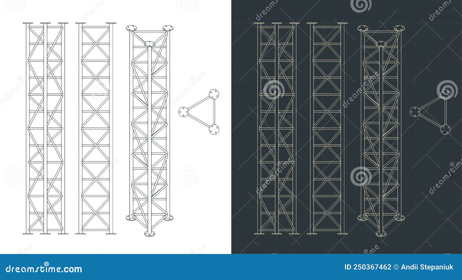 Removable Metal Modular Truss Blueprints Vector Illustration ...