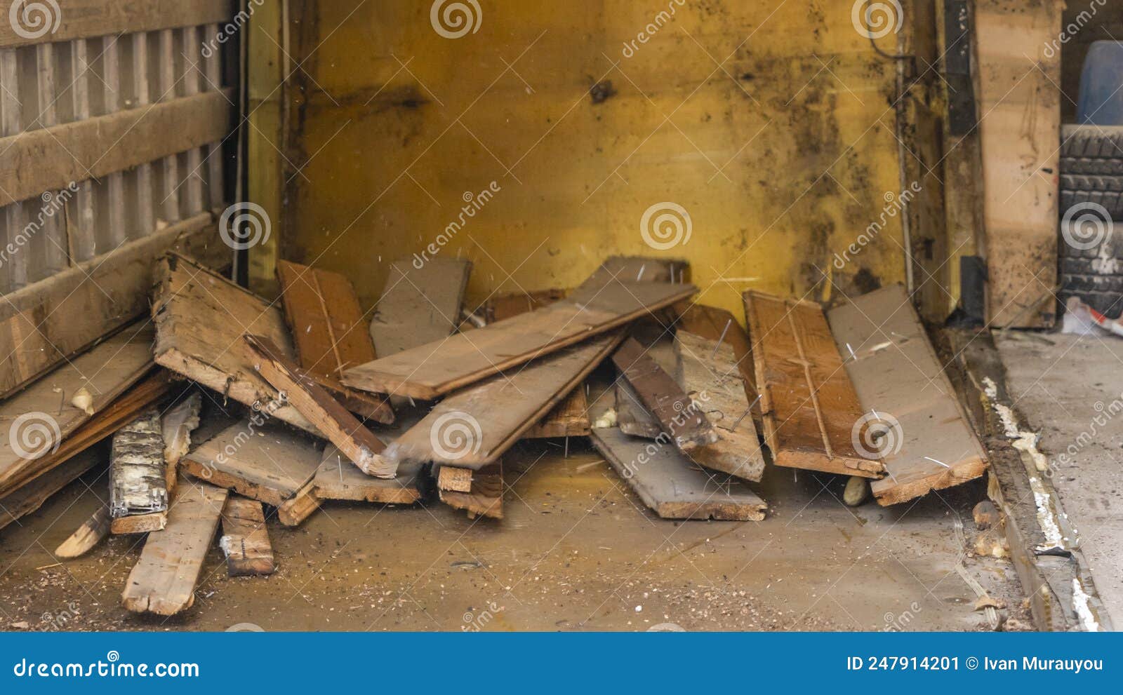 Removal of Construction Debris. Loading the Garbage Can Waste ...