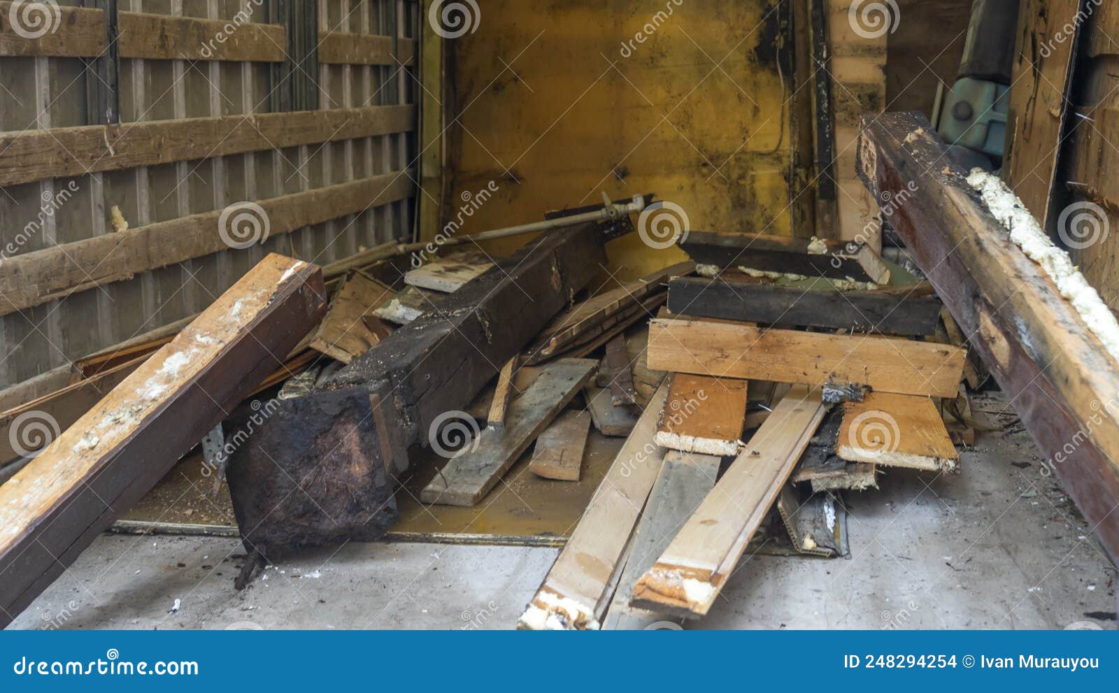 Removal of Construction Debris. Loading the Garbage Can Waste ...