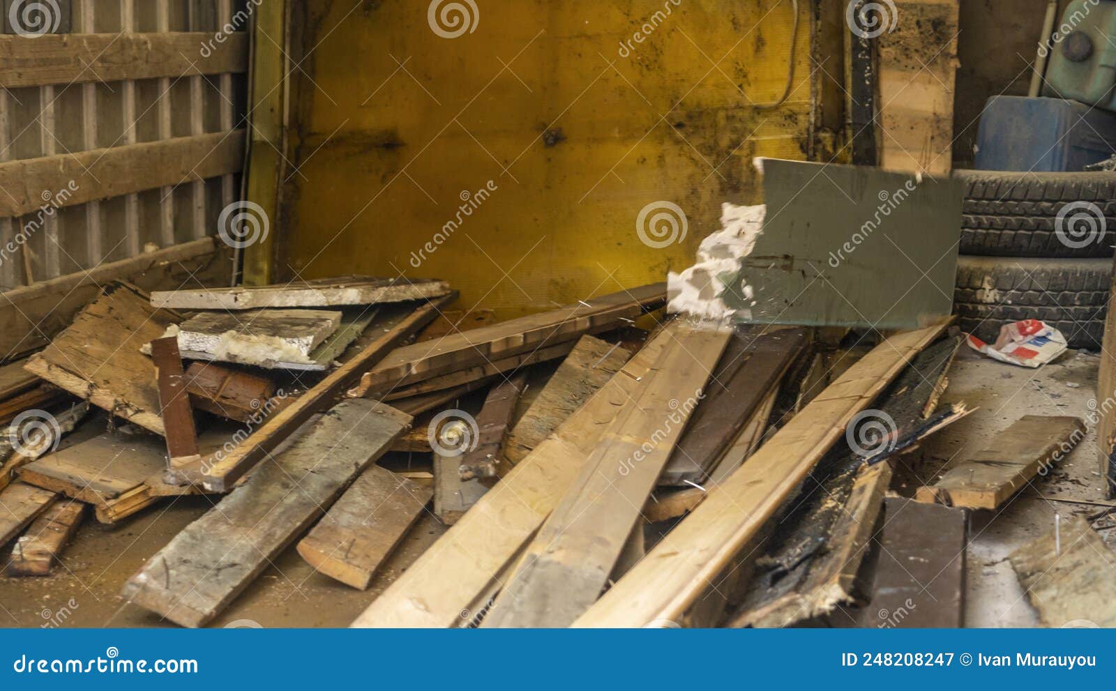 Removal of Construction Debris. Loading the Garbage Can Waste ...