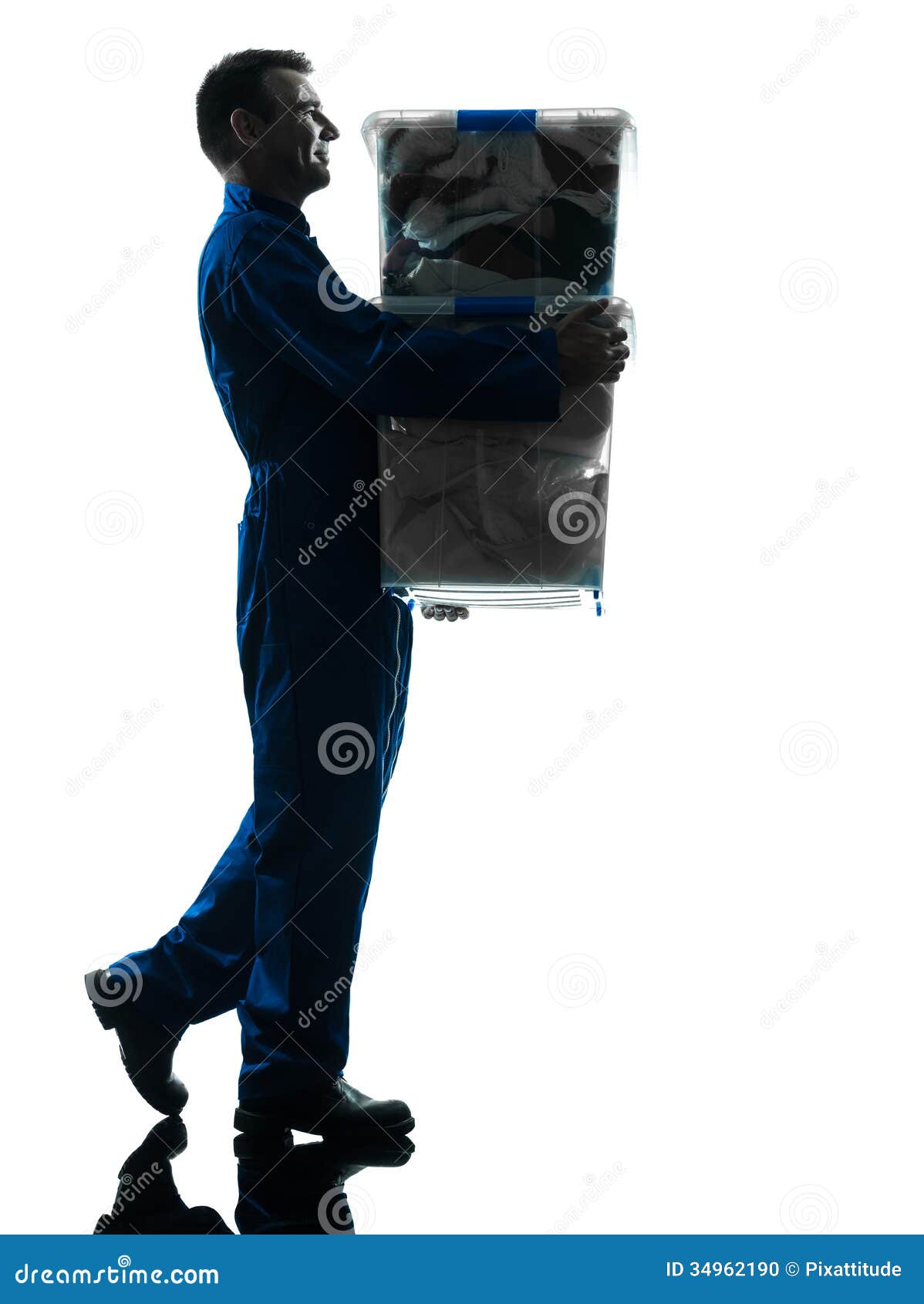 Removal Man with Boxes Silhouette Stock Photo - Image of container ...