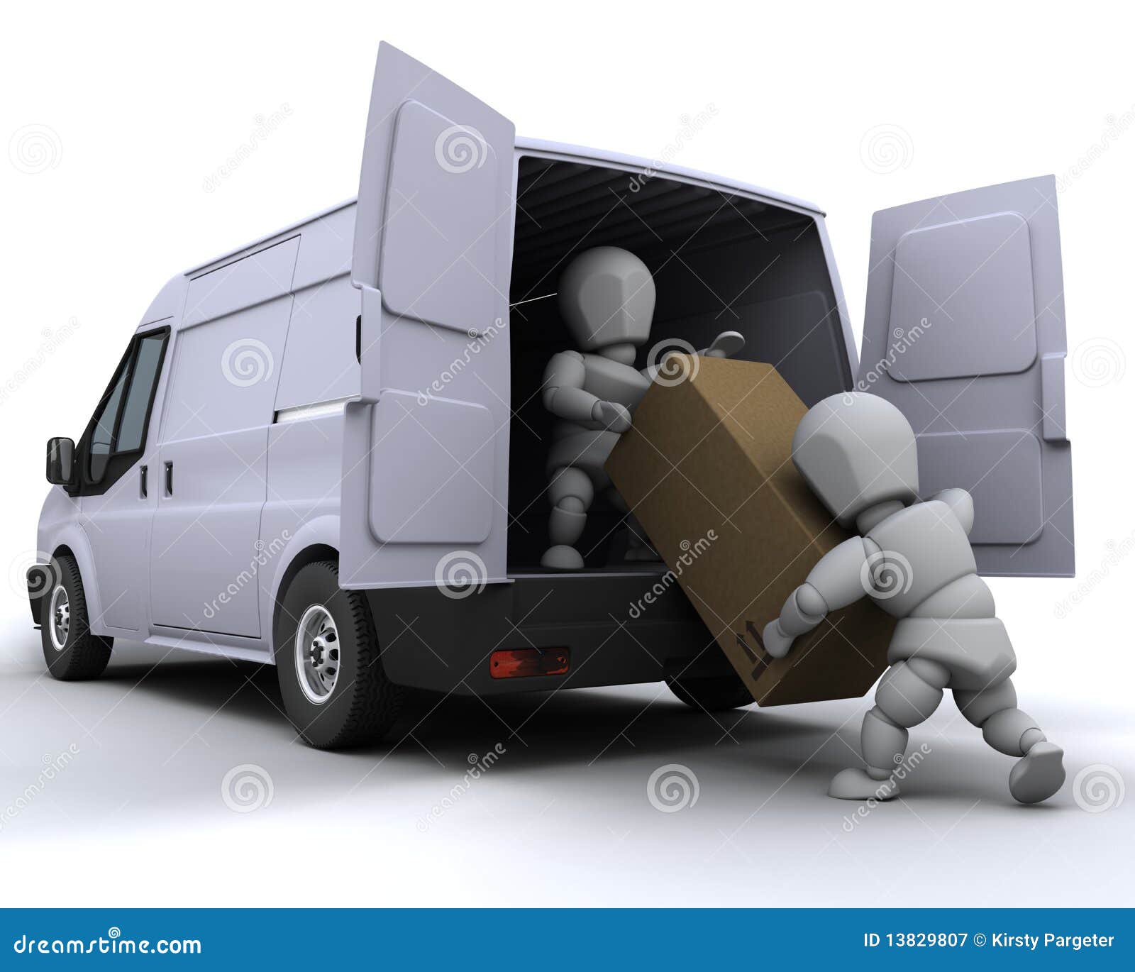 Removal men loading a van stock illustration. Illustration of render ...