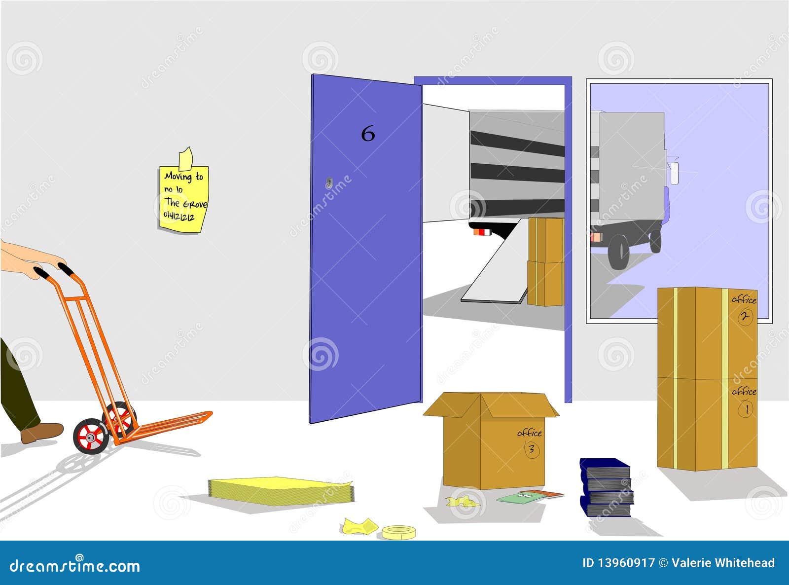 Removalist Van Outside Office Stock Vector - Illustration of relocation ...