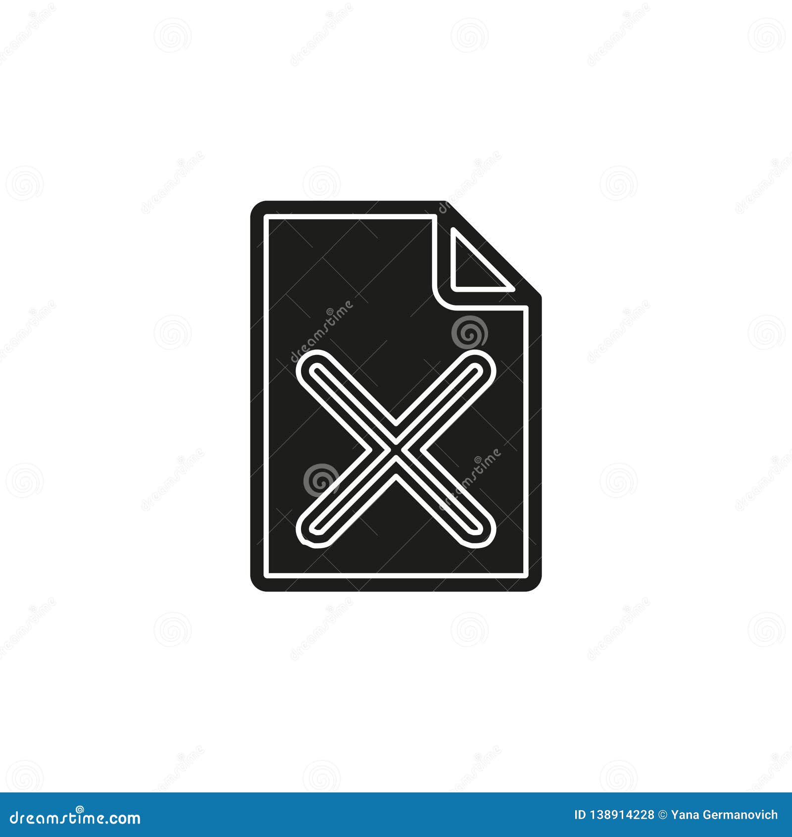 Remove Document Icon - Vector Document Illustration with Remove Mark ...