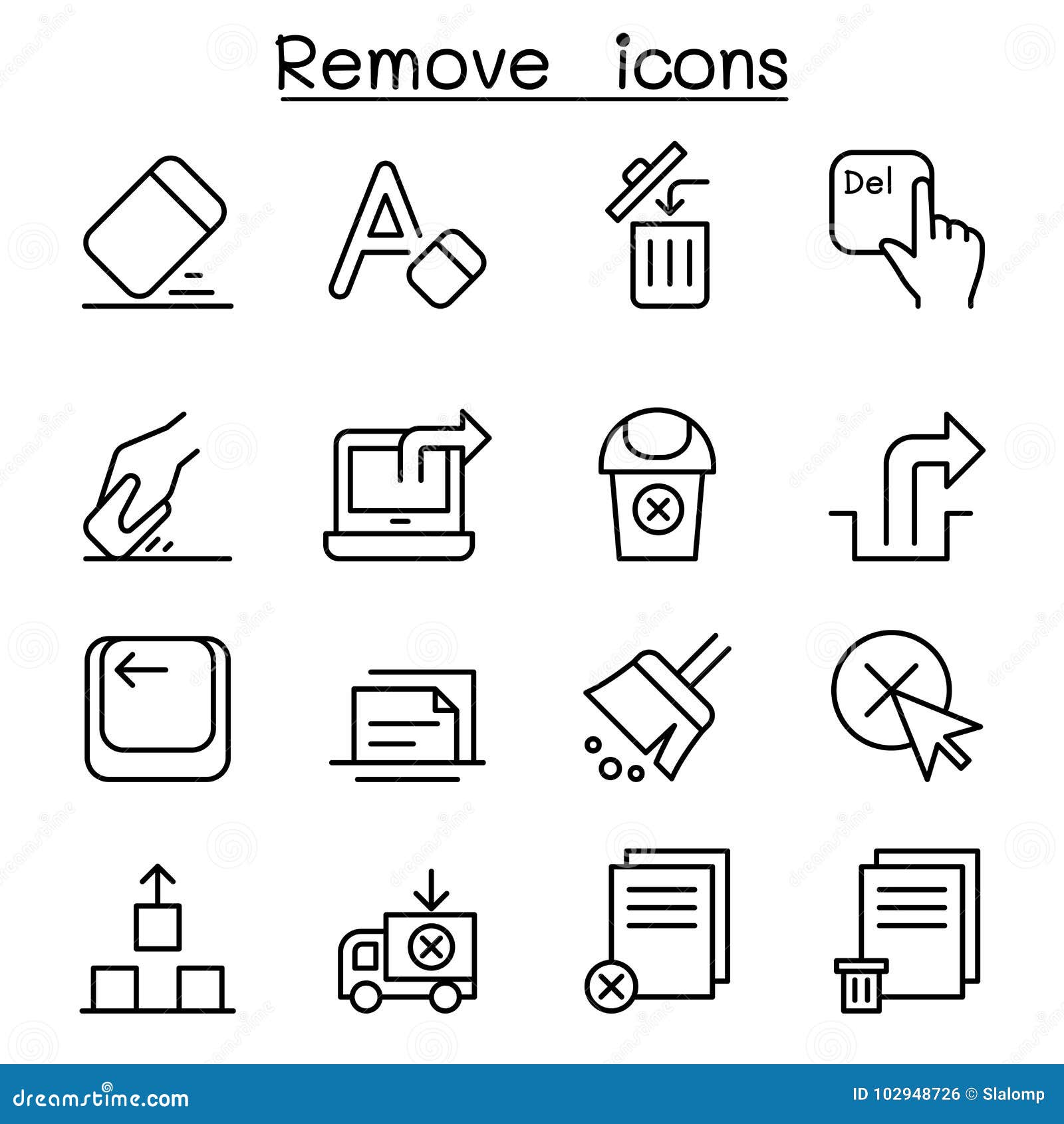 Remove, Erase, Delete Icon Set in Thin Line Style Stock Vector ... Remove, Erase, Delete Icon Set in Thin Line Style Stock Vector ...
