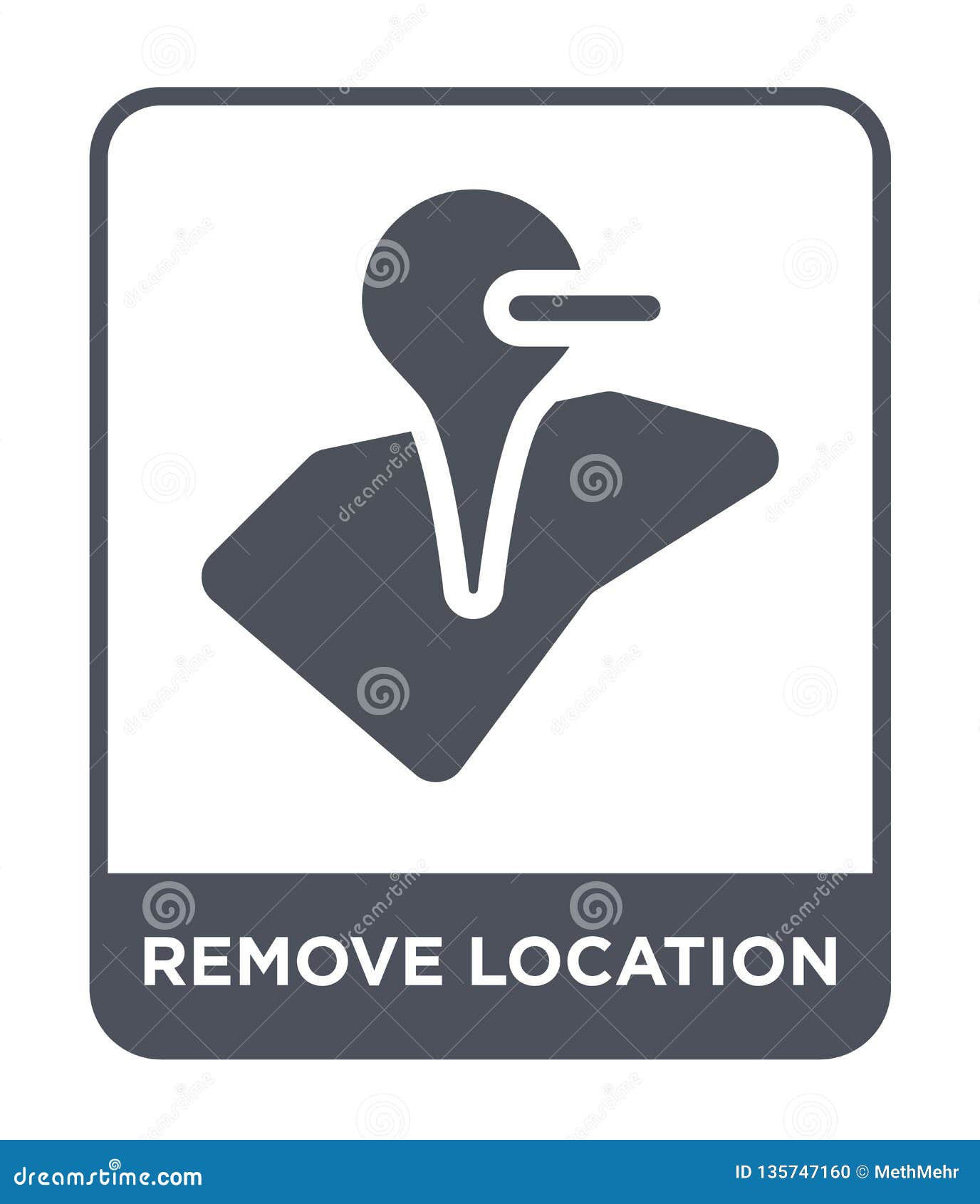 Remove Location Icon in Trendy Design Style. Remove Location Icon Isolated on White Background ...