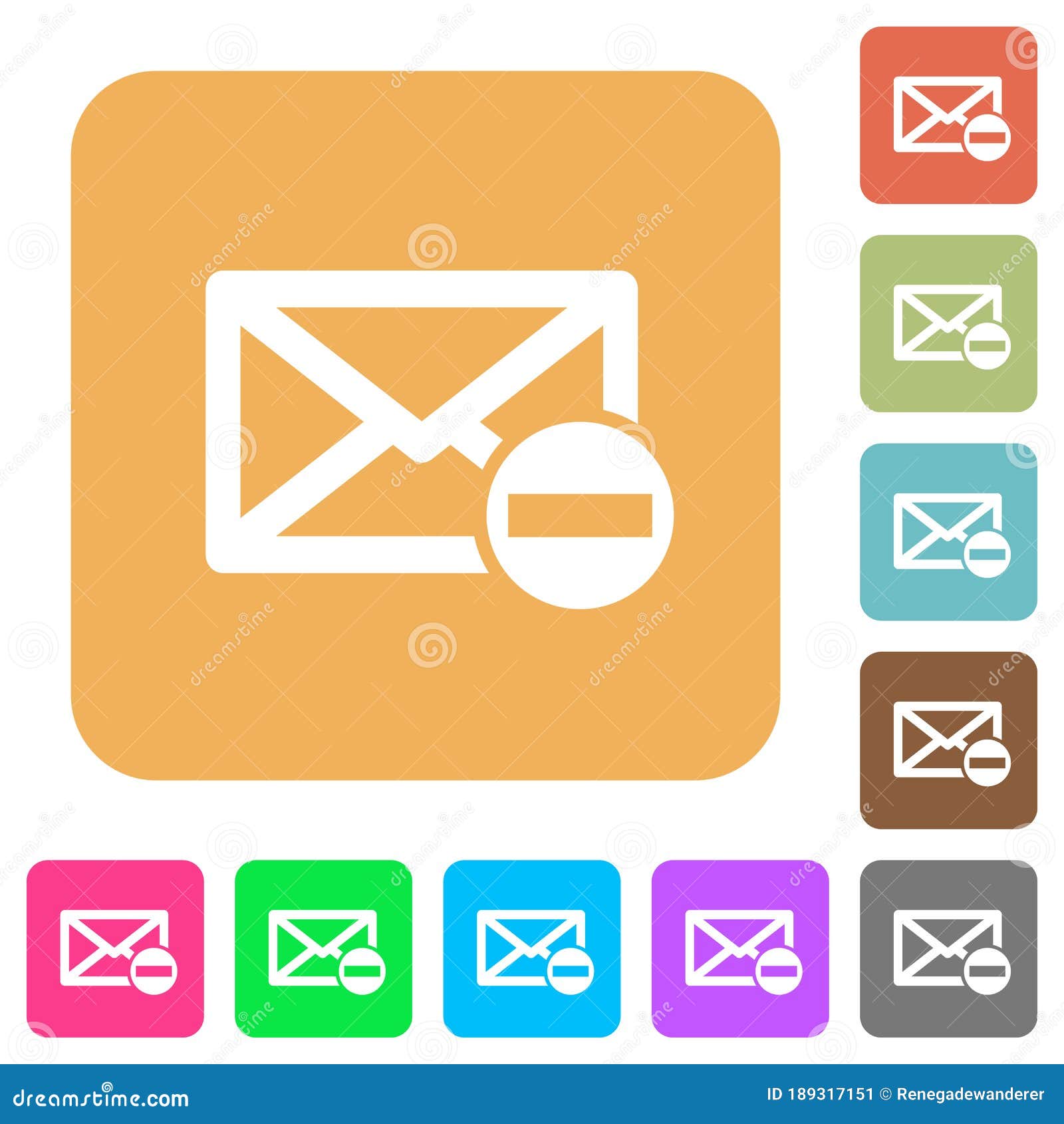 Remove Mail Rounded Square Flat Icons Stock Vector - Illustration of ...