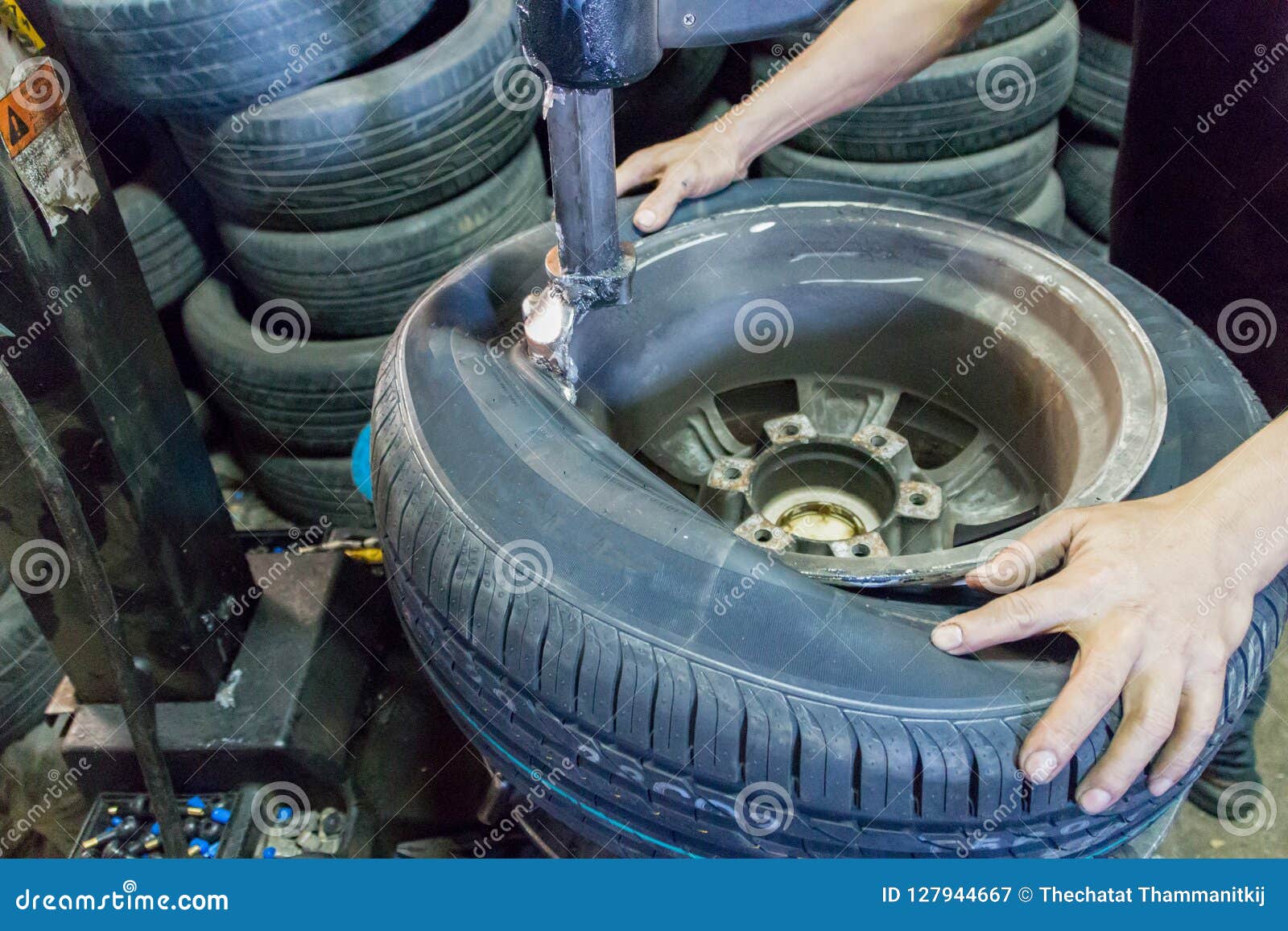 Remove Tyre with Tyre Changer Machine Stock Image - Image of repair ...