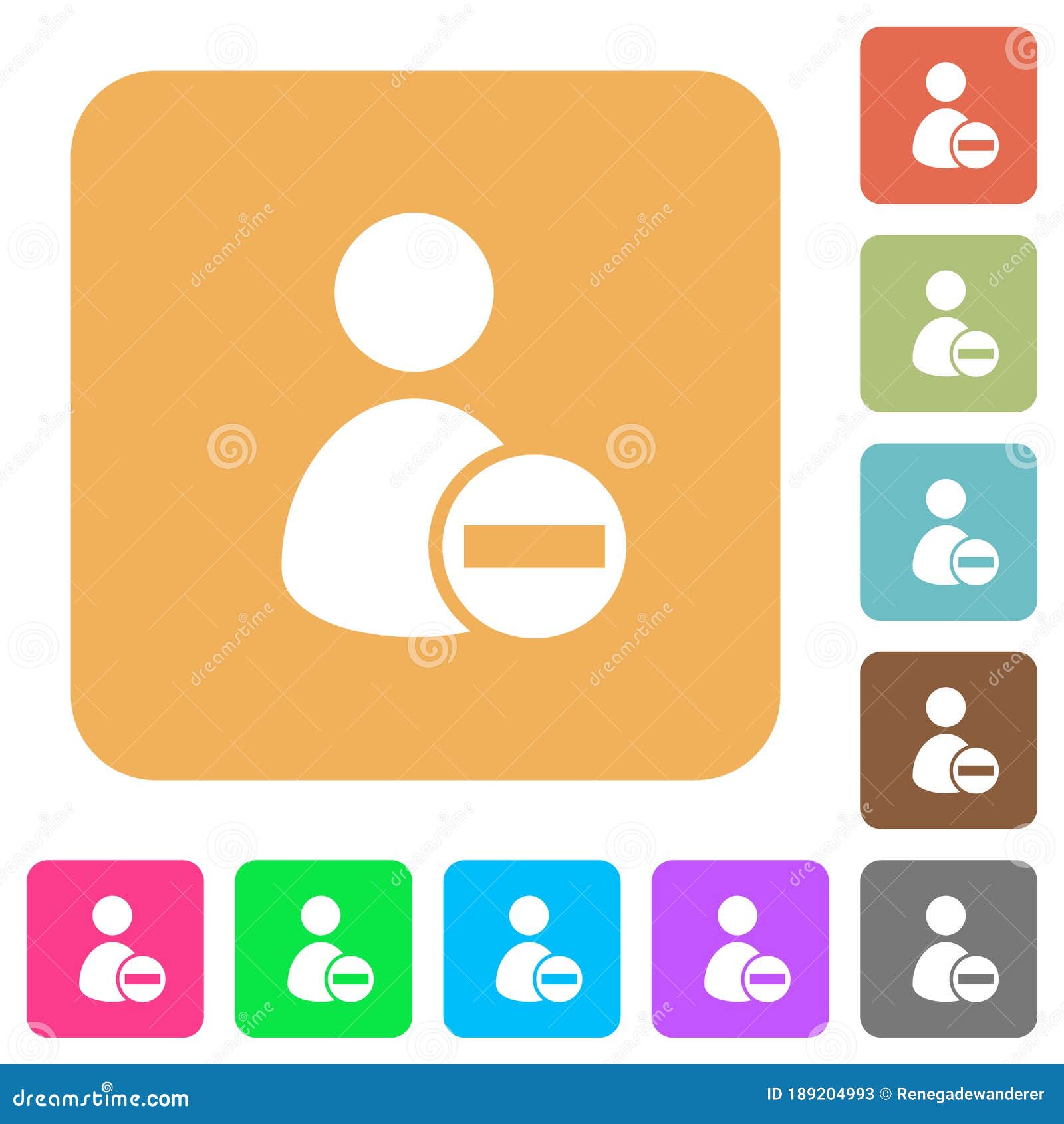 Remove User Account Rounded Square Flat Icons Stock Vector ...