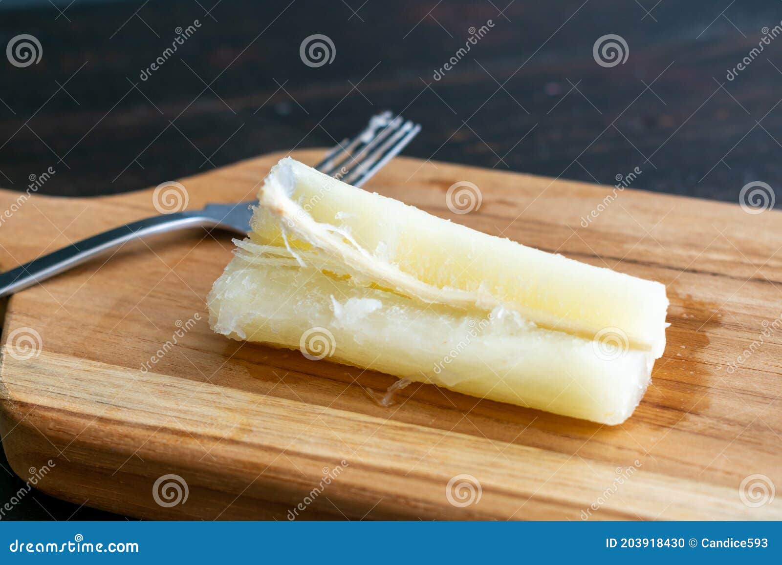 Stemming a Piece of Boiled Yuca with a Fork Stock Photo - Image of fork ...