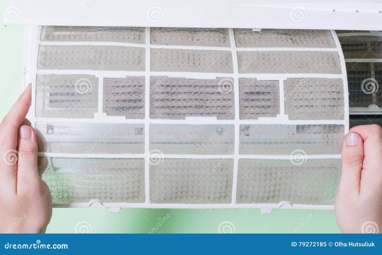 Removing Dirty Air Conditioner Stock Image - Image of ceiling, hand ...