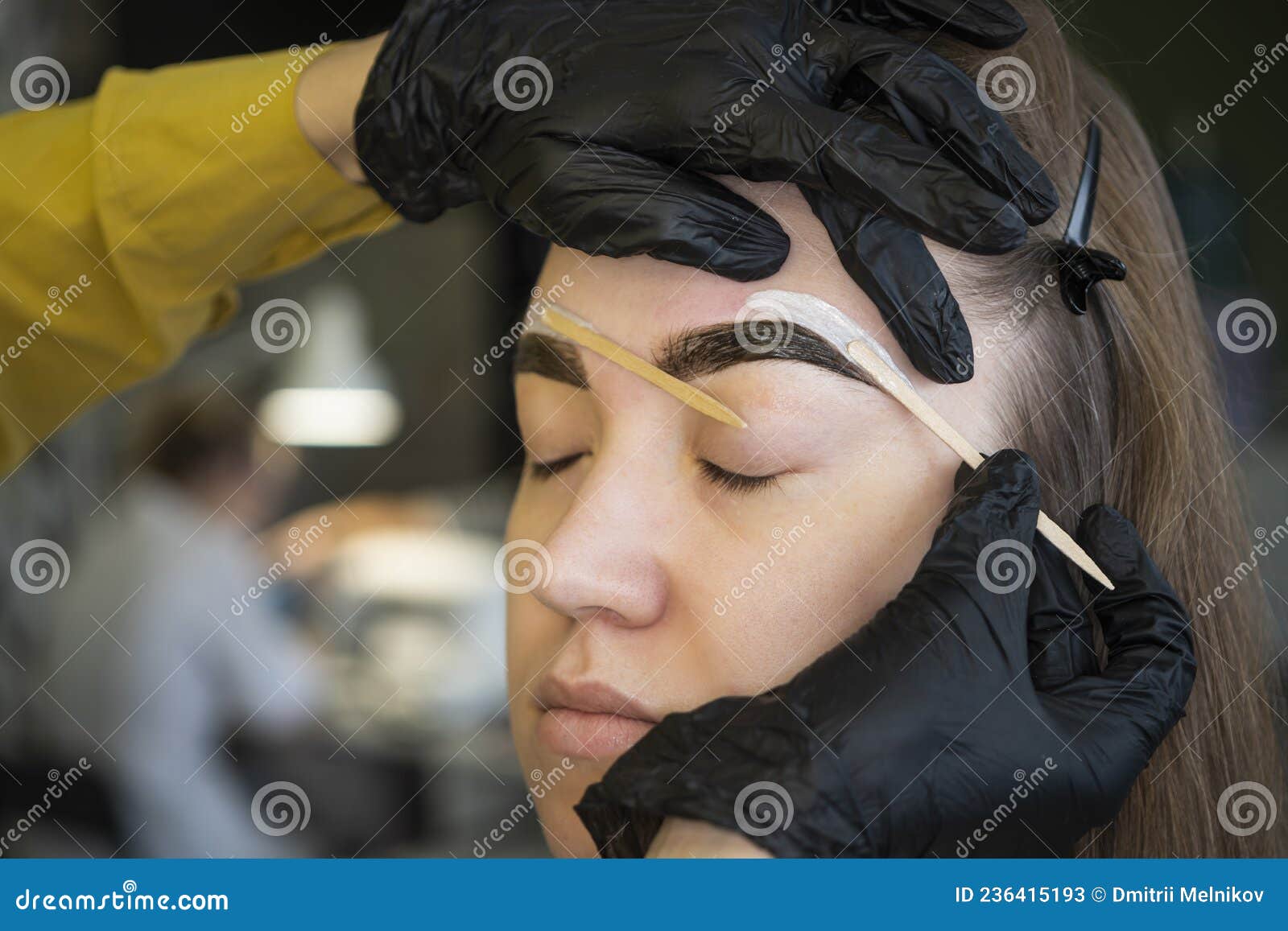 Removing Eyebrows with Hot Wax. Experienced Cosmetician Pulling Out ...