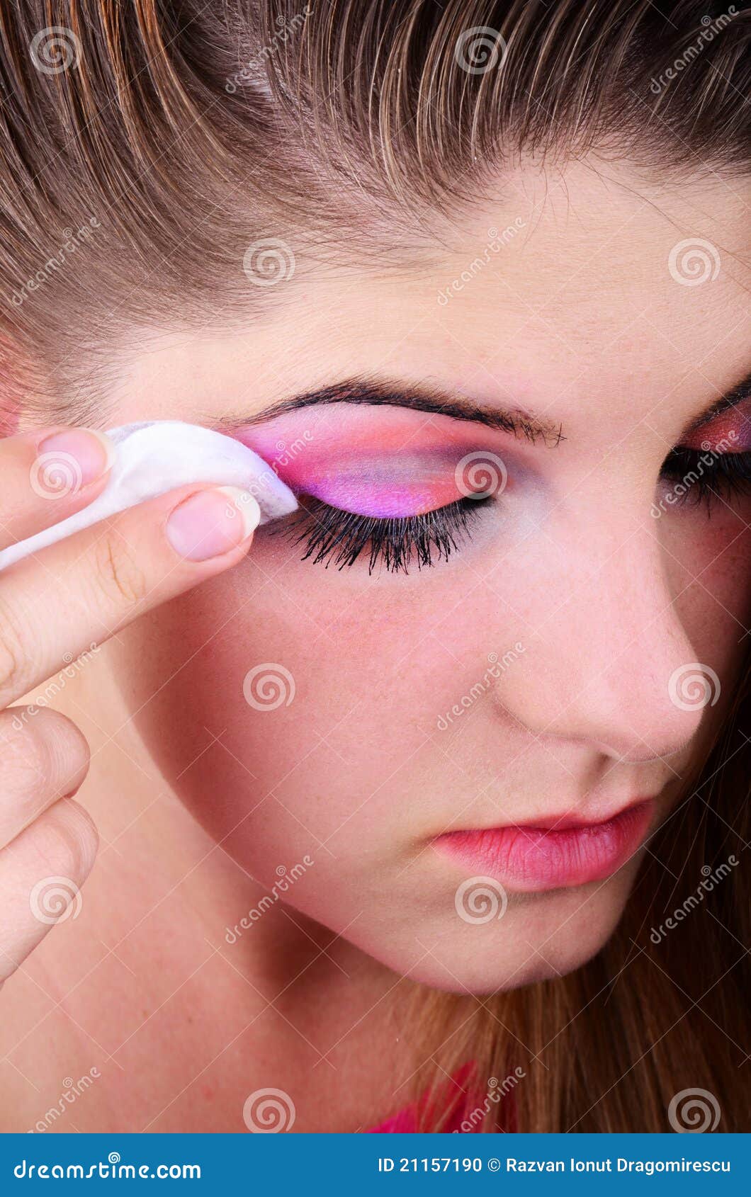 Removing Eyes Makeup stock photo. Image of beautiful - 21157190