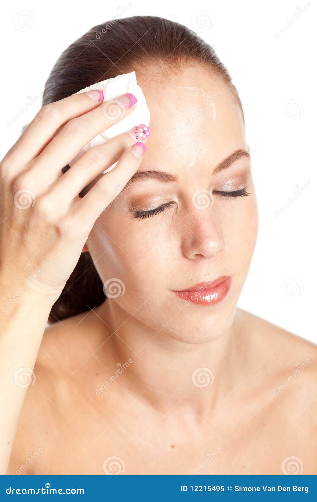 Removing her makeup stock image. Image of attractive - 12215495