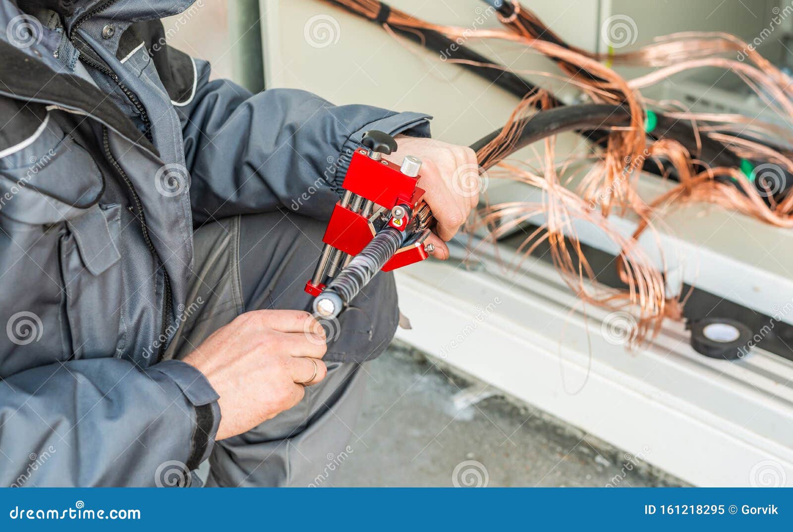 Removing the Insulating Layer from the Cable Stock Image - Image of ...