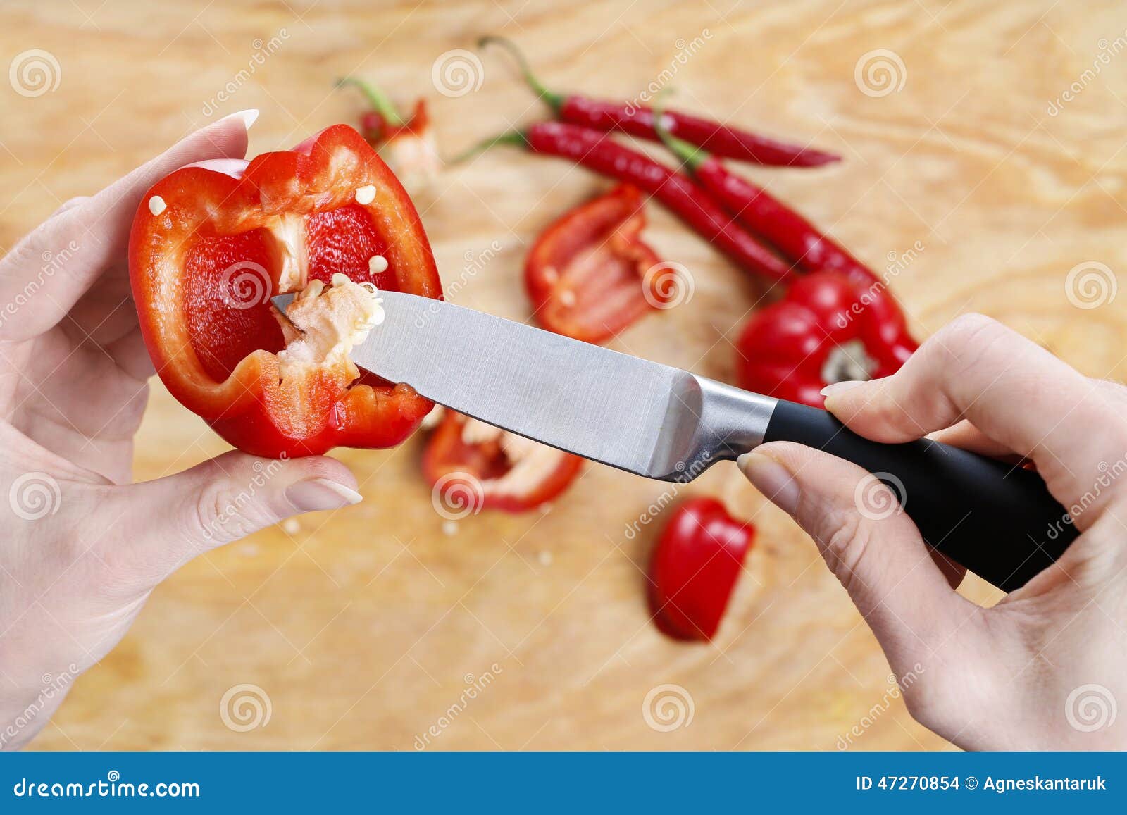 Removing pepper seeds stock photo. Image of preparing - 47270854