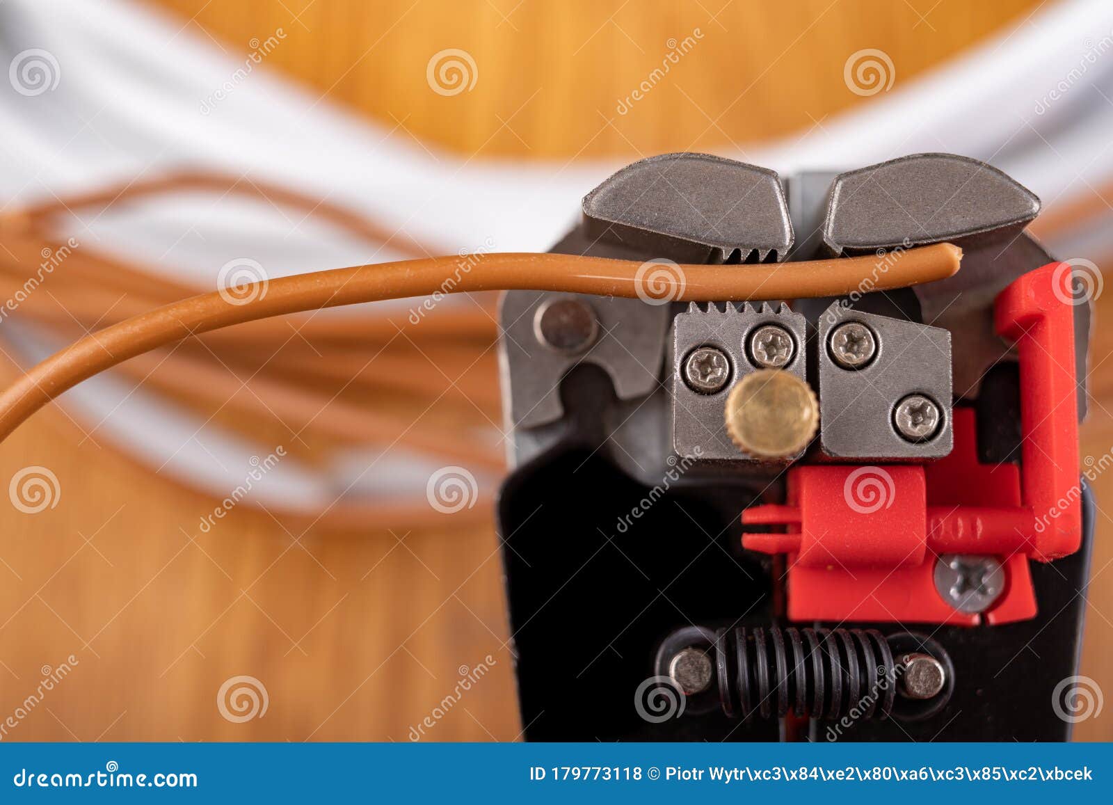 Removing Protective Insulation from Electrical Wires. Small Work in the ...