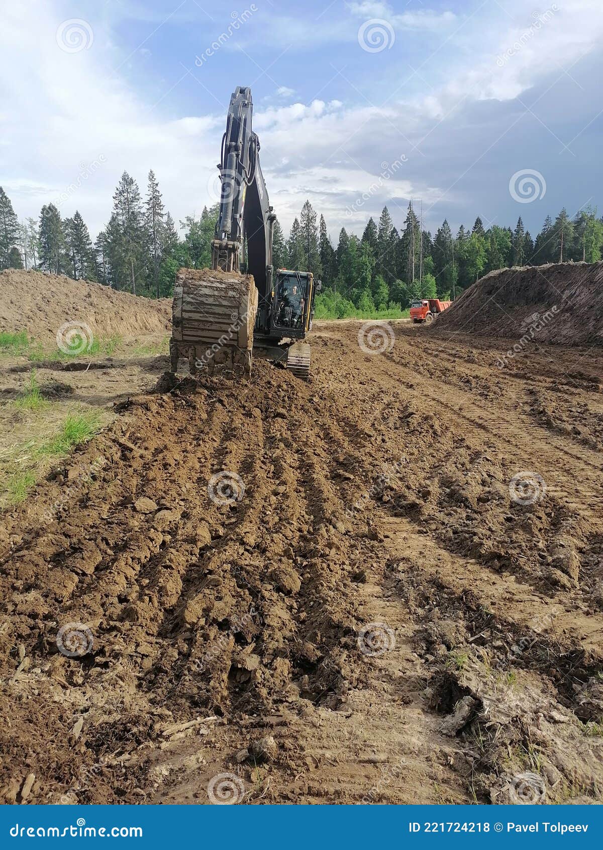 Removing the Vegetation Layer with an Excavator Stock Photo - Image of ...